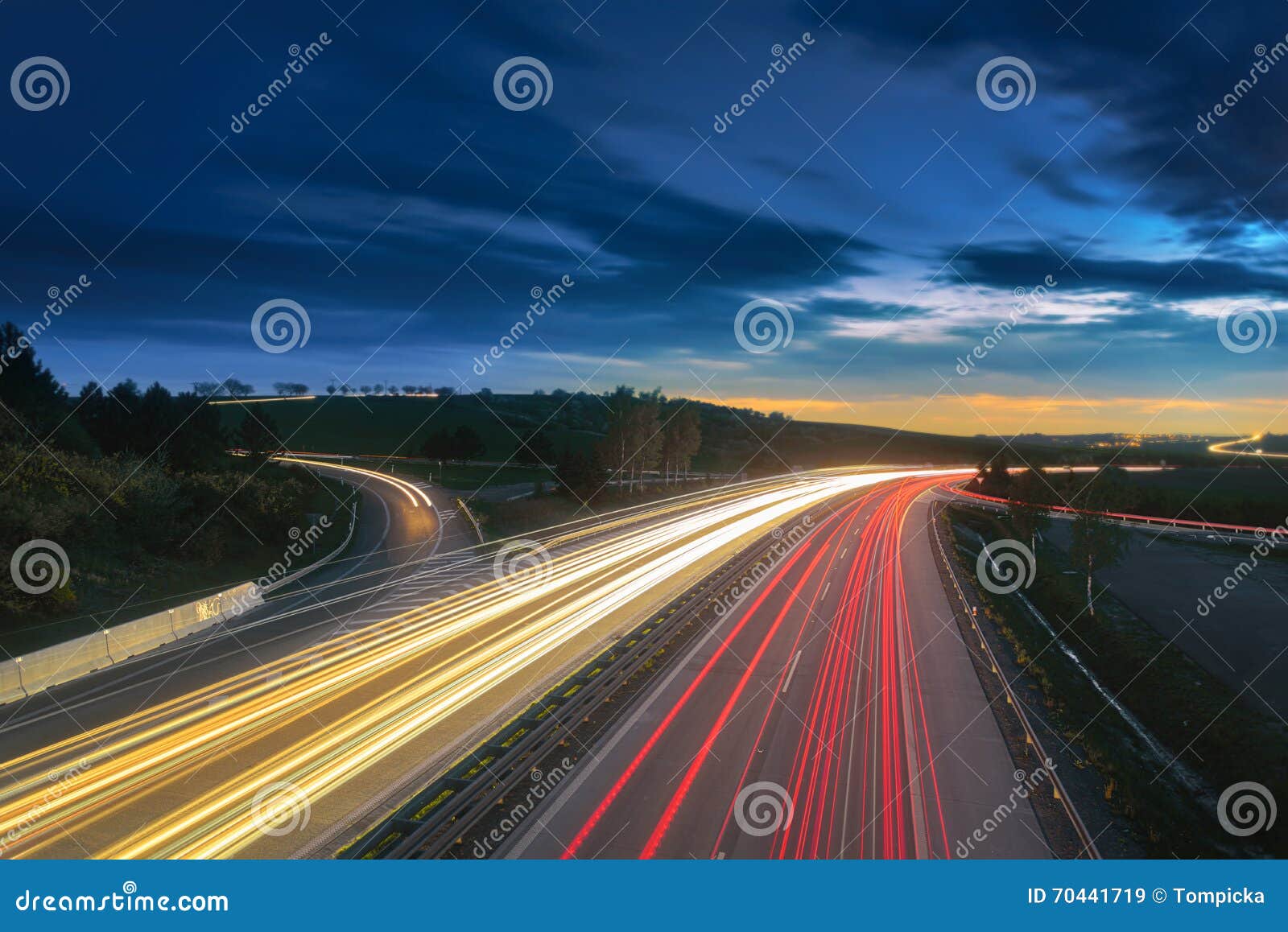 Long-exposure Sunset Over a Highway Stock Image - Image of semi ...