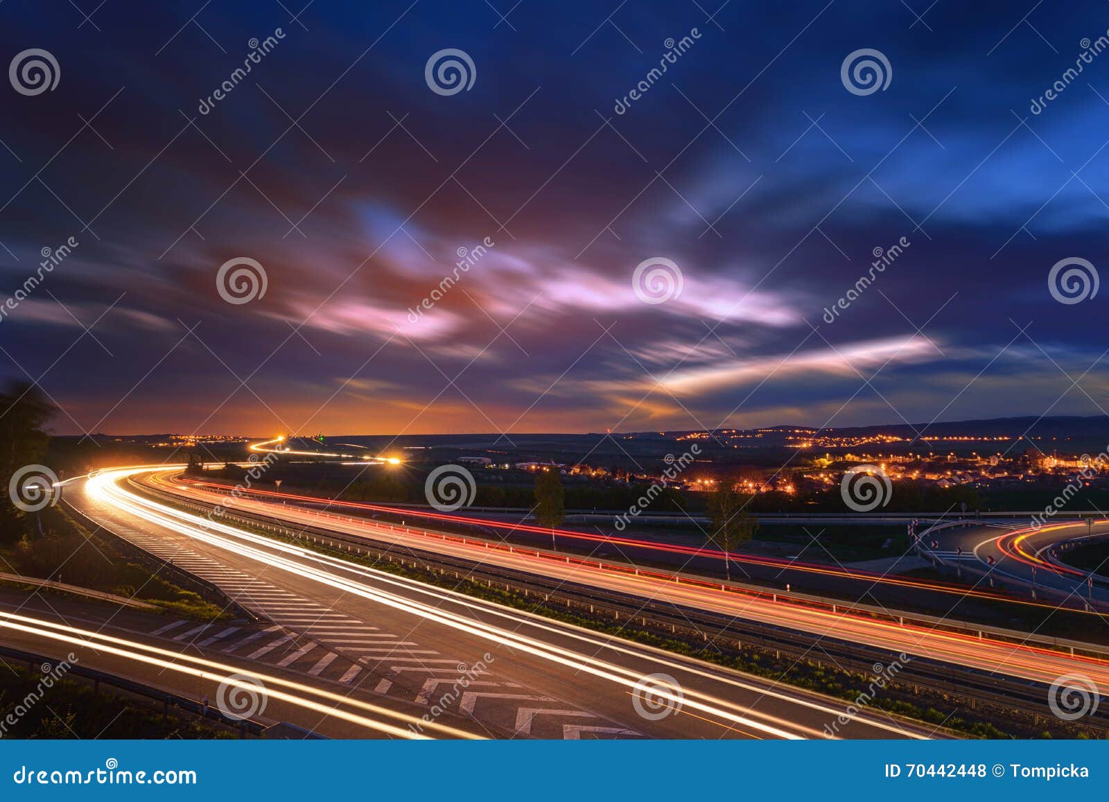 Long-exposure Sunset Over a Highway Stock Photo - Image of background ...