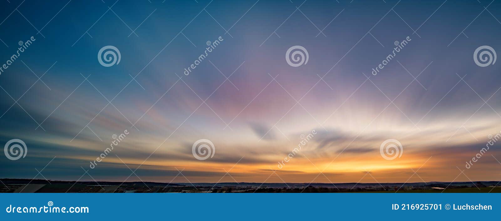 Long Exposure Sunset Panorama with Beautiful Sky Stock Image - Image of ...