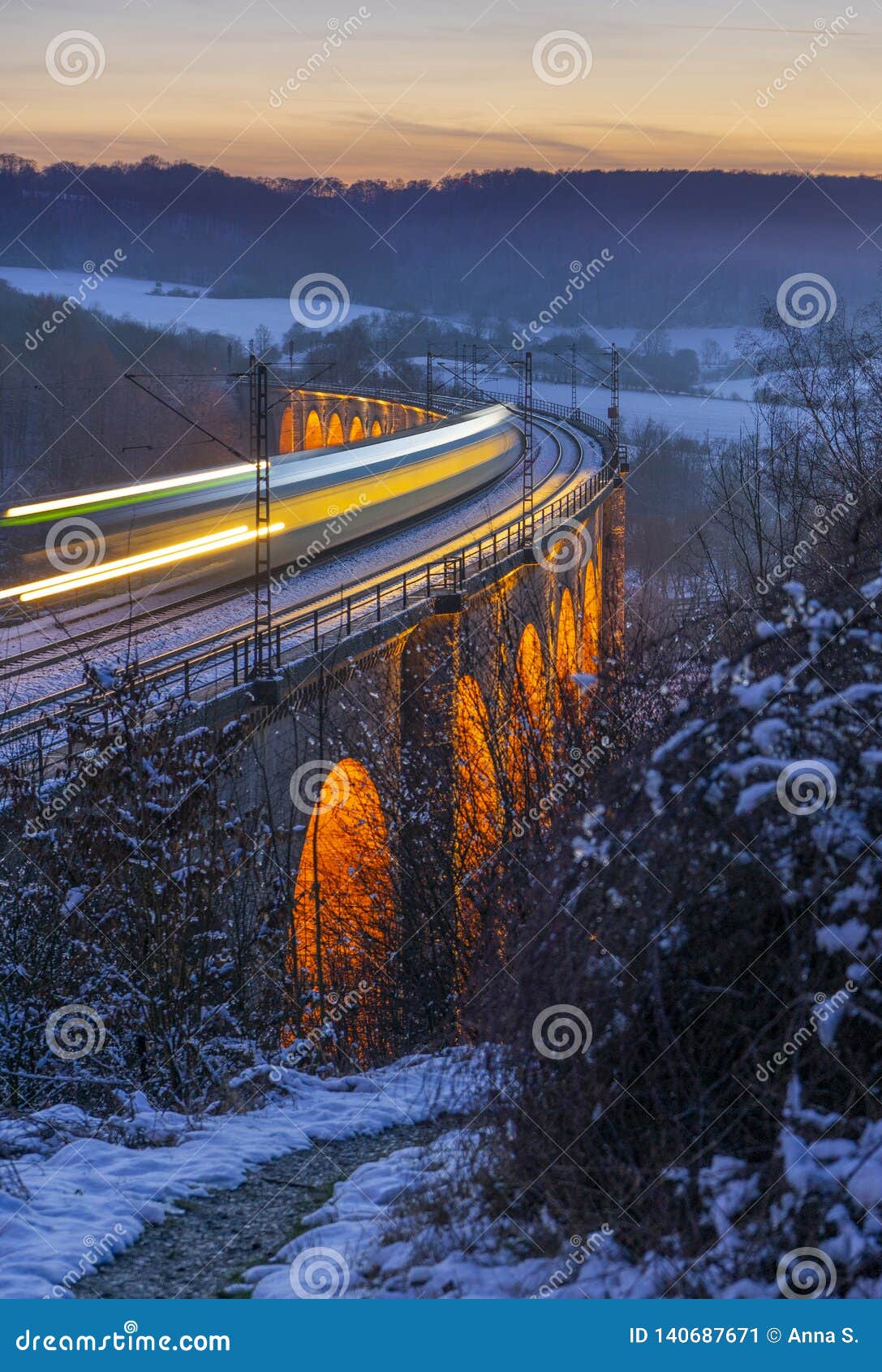 Long Exposure of Train on Viaduct Stock Image - Image of express ...