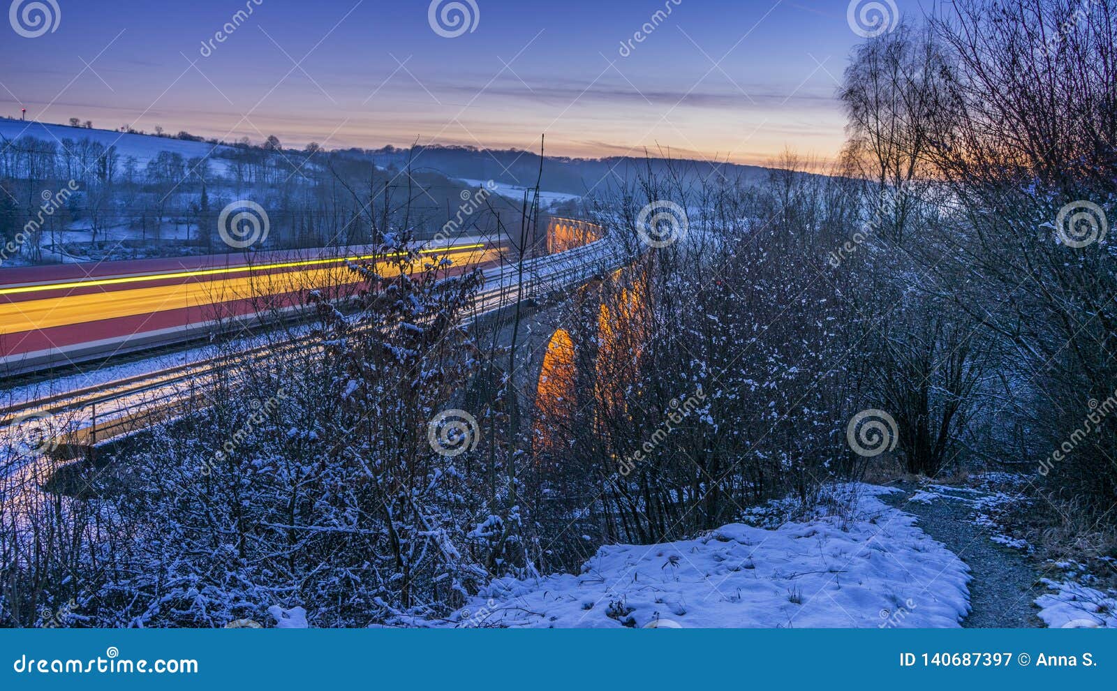 Long Exposure of Train on Viaduct Stock Image - Image of express ...