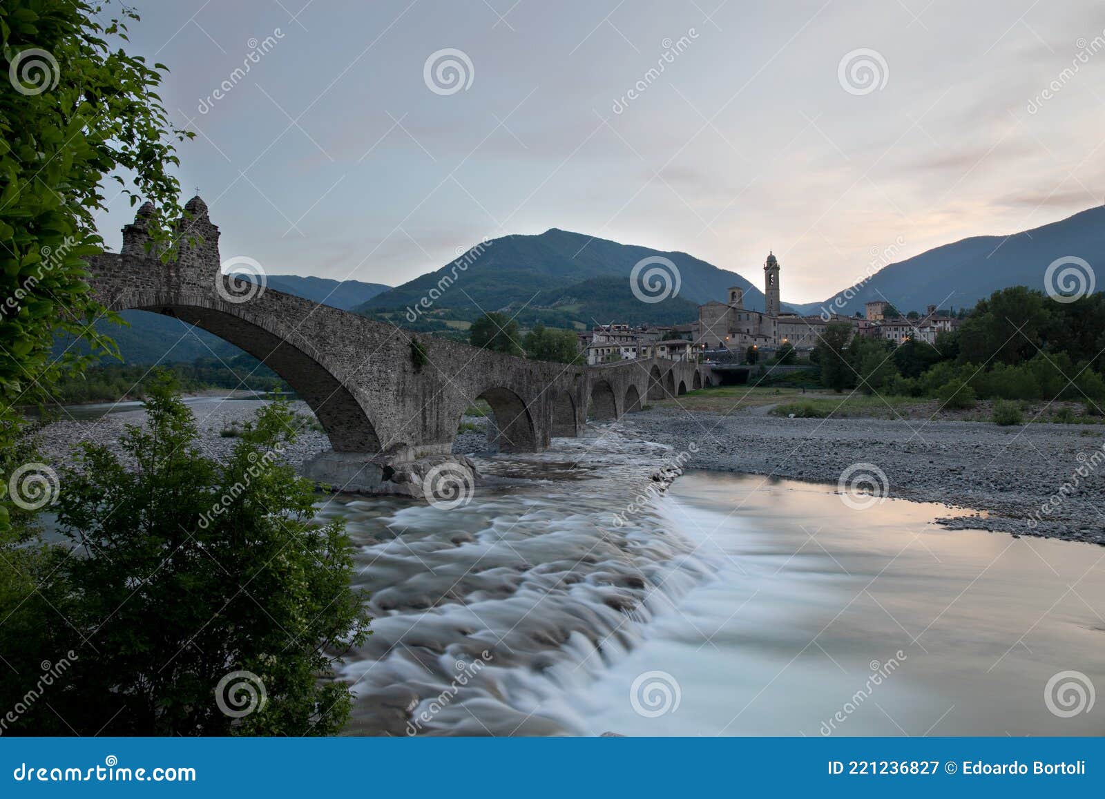 Panoramic View Over the City of Bobbio. Perspective of the Devil`s ...
