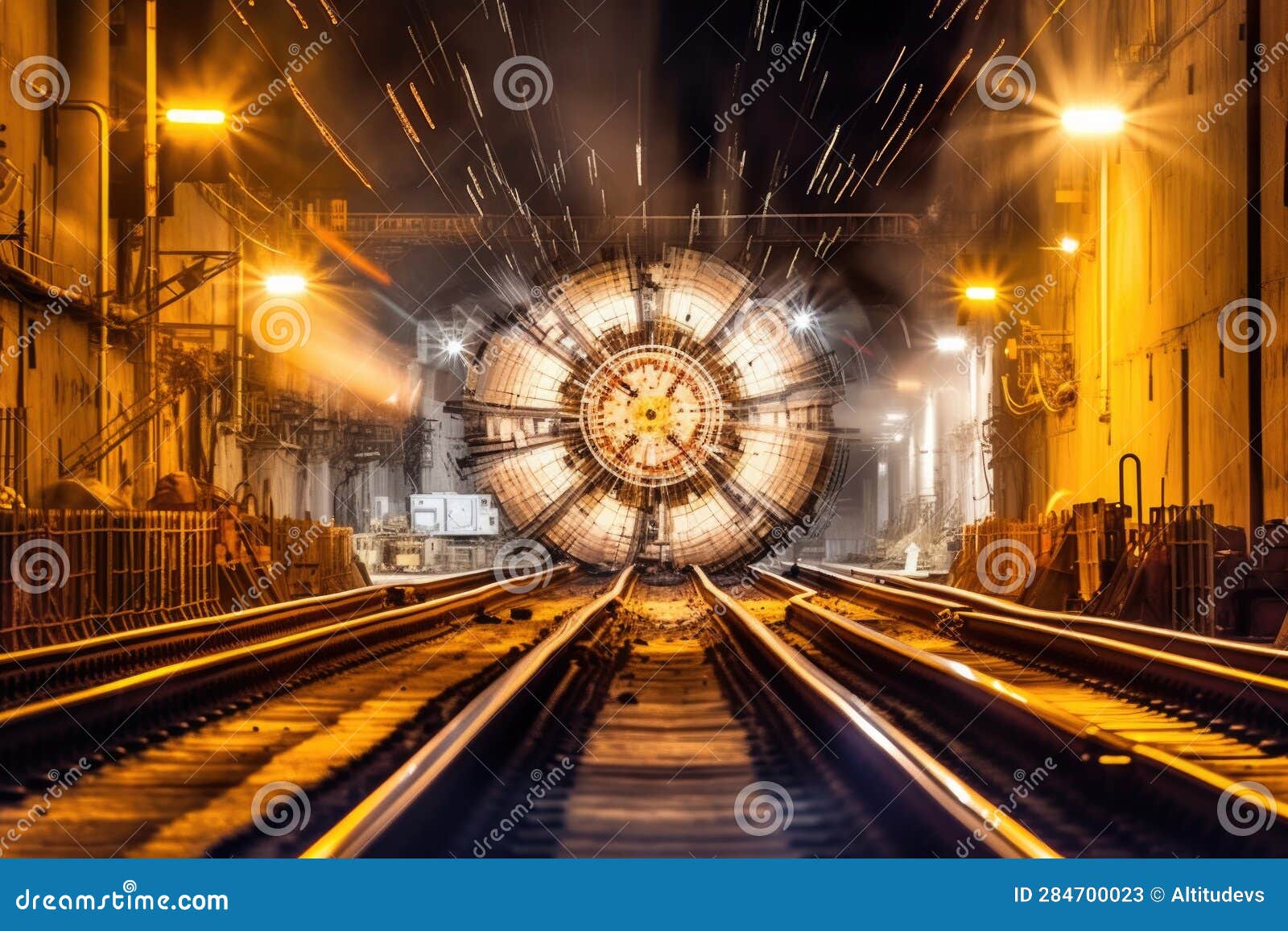 Long Exposure of Tunnel Boring Machine in Motion Stock Illustration ...