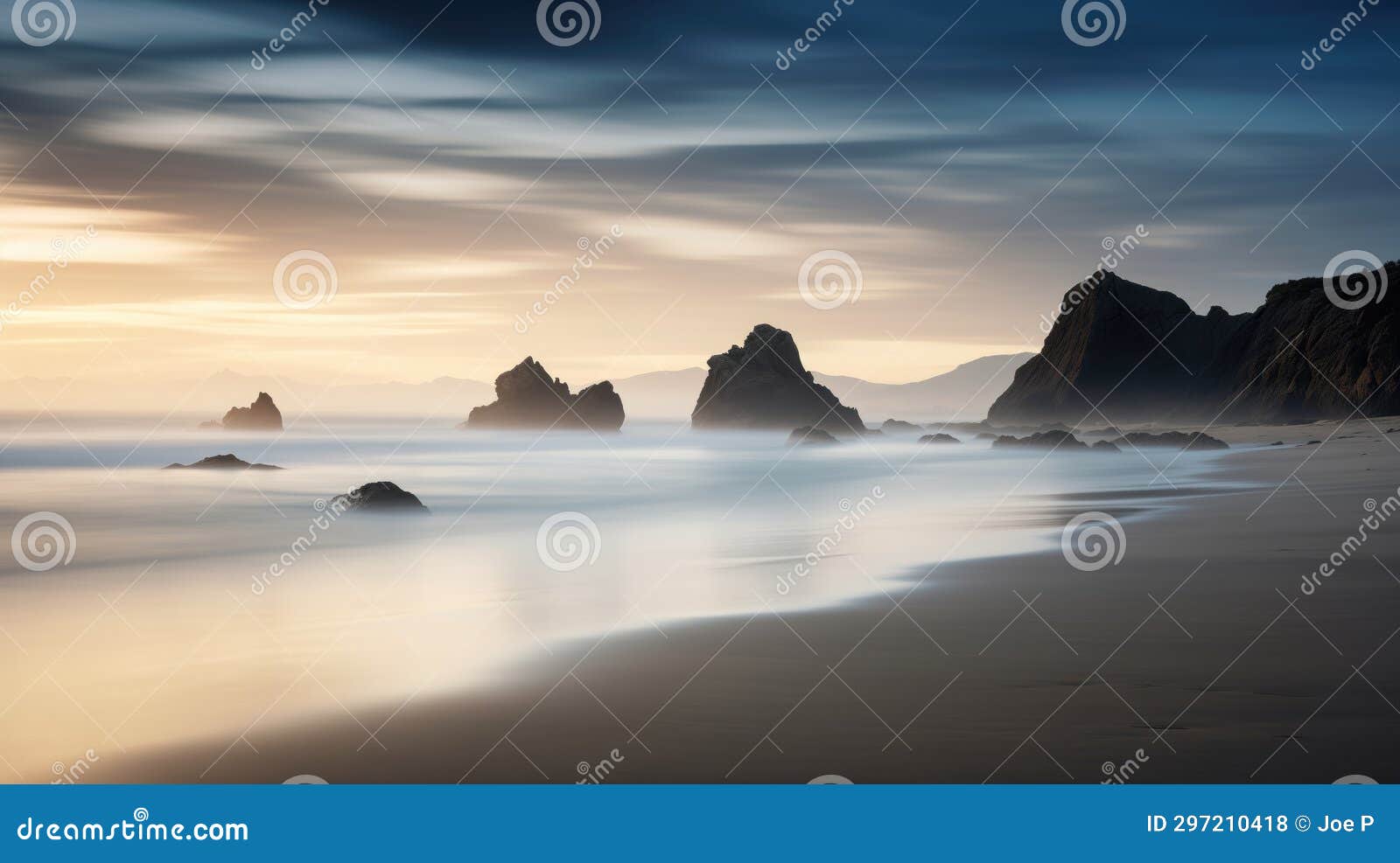 Long Exposure View of a Beach with Misty Soft Waves Surrounding the ...