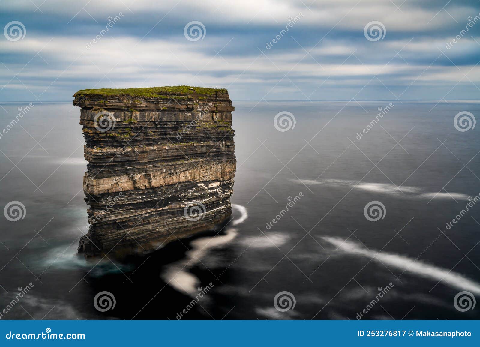 Long Exposure View of the Landmark Sea Stack Downpatrick Head in County ...
