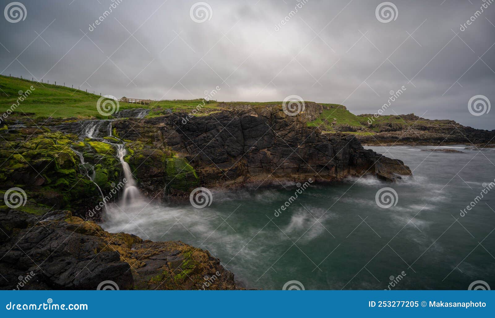 Long Exposure View of the Picturesque Irish Coast and Dunseverick ...