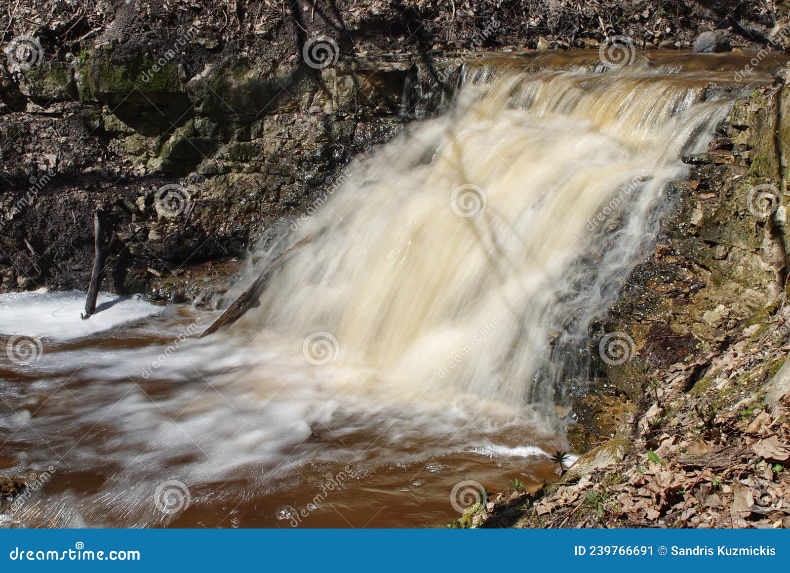 Long Exposure Virsaisi Waterfall in Spring Day, Latvia Stock Image ...