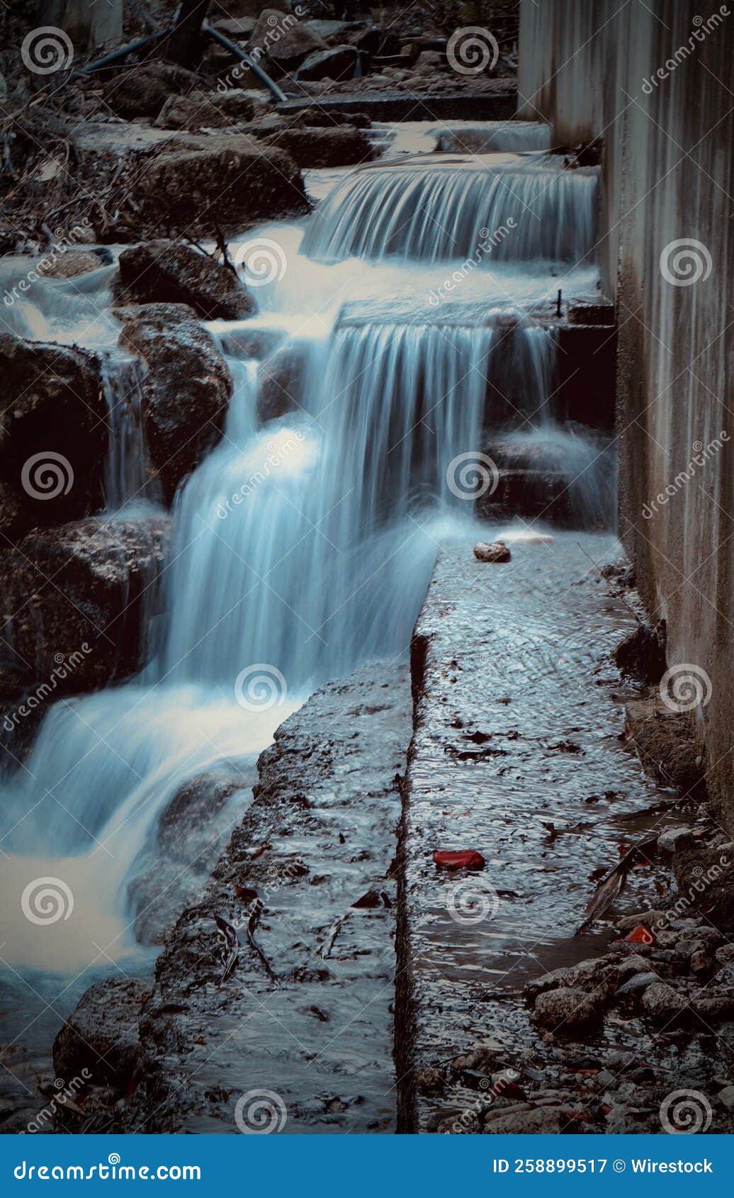 Long Exposure of Water Cascade in a Park Stock Image - Image of rushing ...