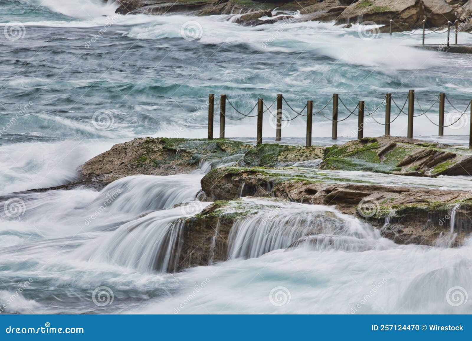 Long Exposure of Water Flowing on the Rocks. Stock Photo - Image of ...