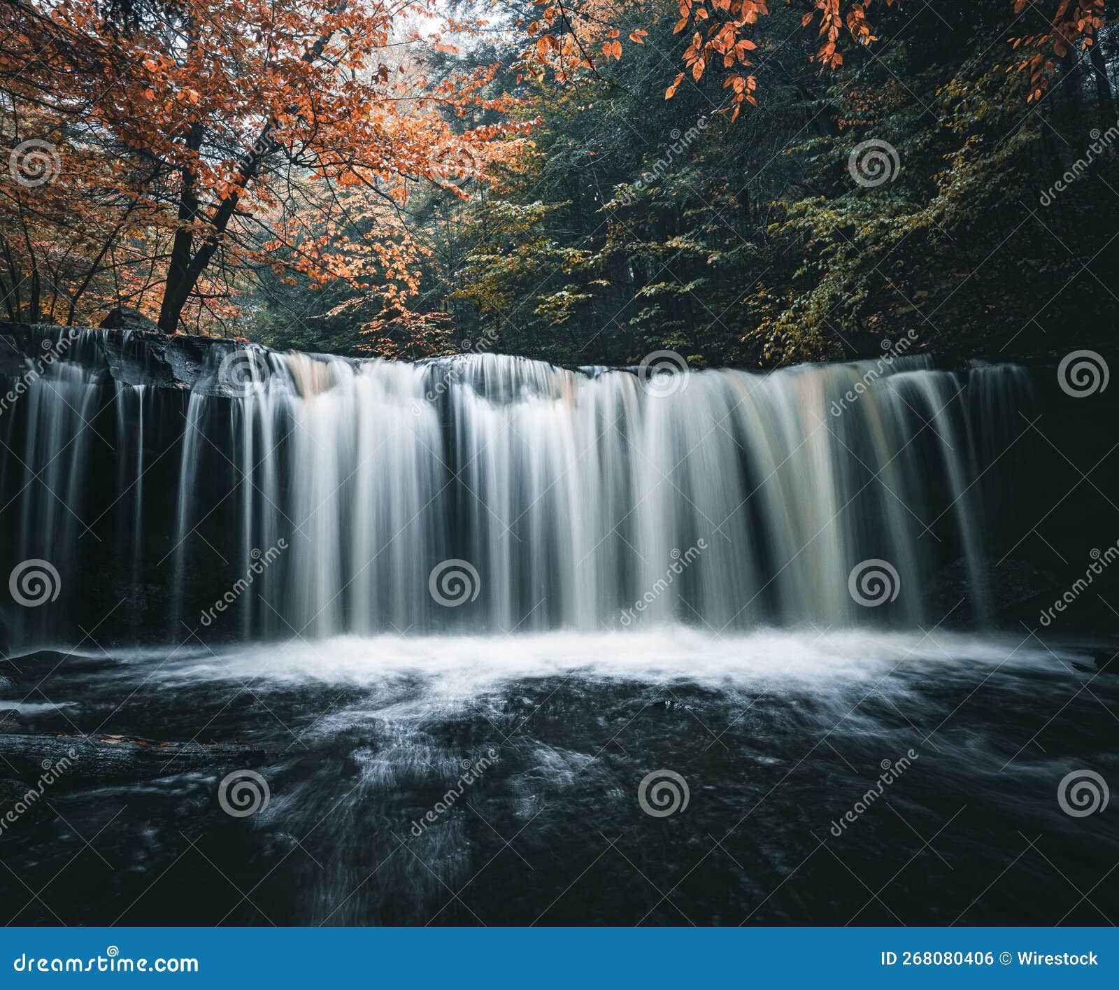 Long Exposure Waterfall Over a Cliff in the Forest Stock Photo - Image ...