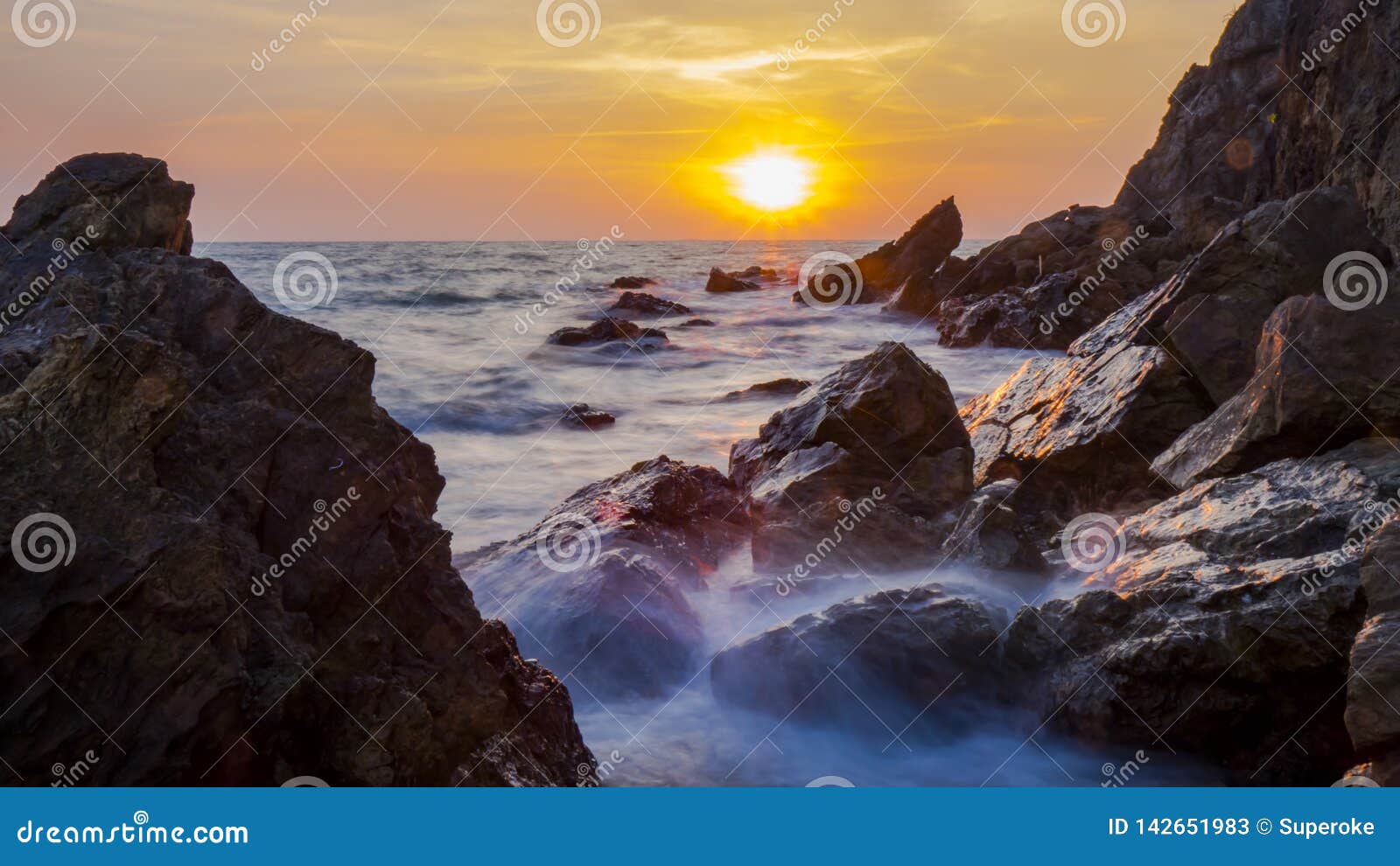 Landscape of sea at sunset stock image. Image of marijuana - 142651983