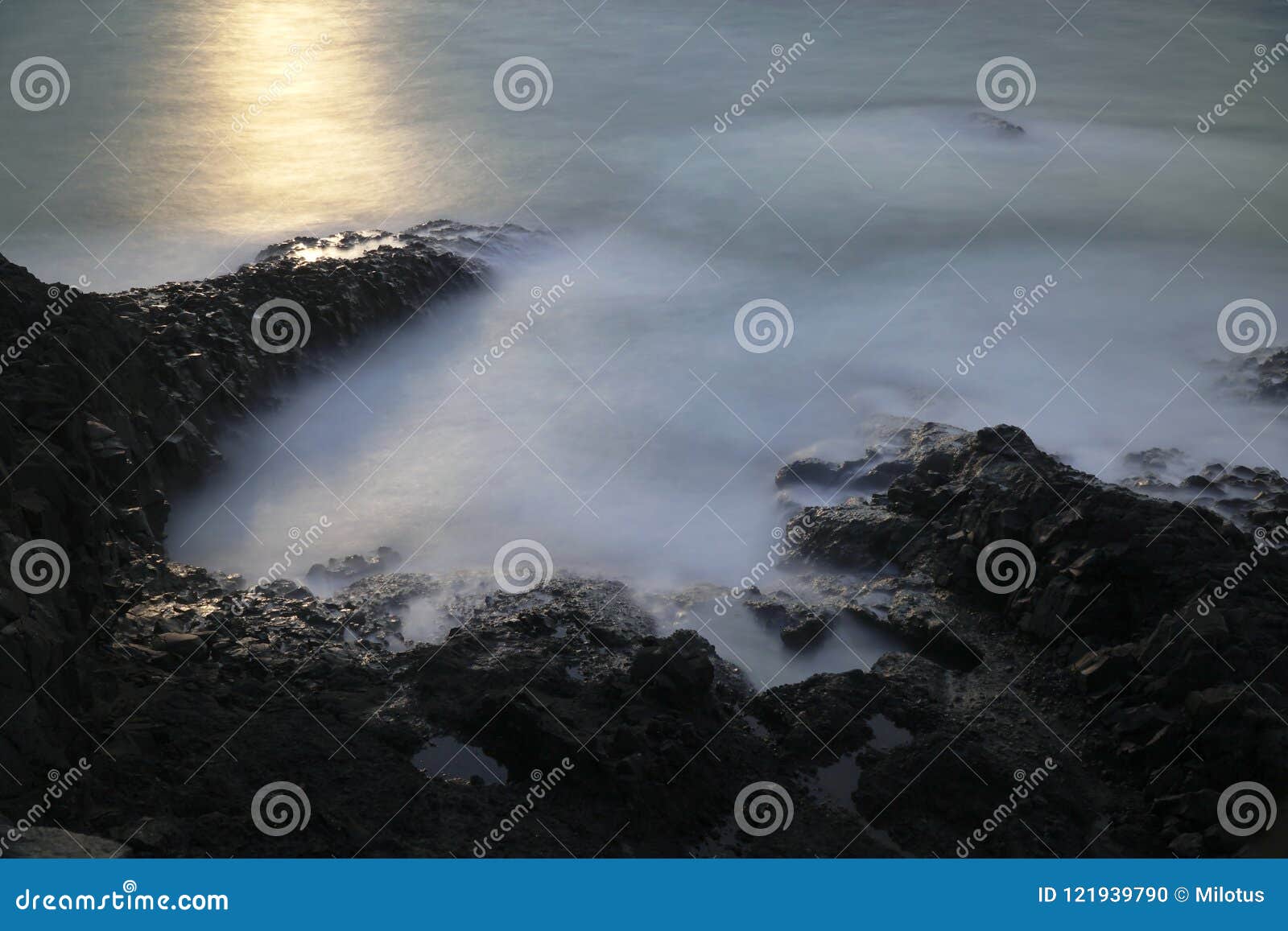 Long Exposured Rocks at the Seacoast Stock Photo - Image of long, water ...