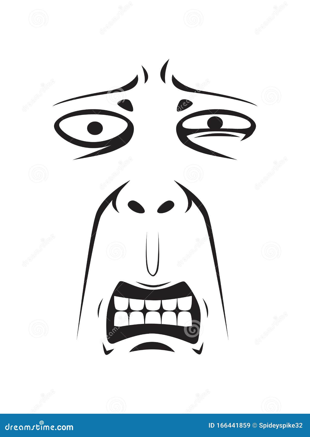 Long Face Expression - Angry Gnashing Teeth Stock Illustration ...