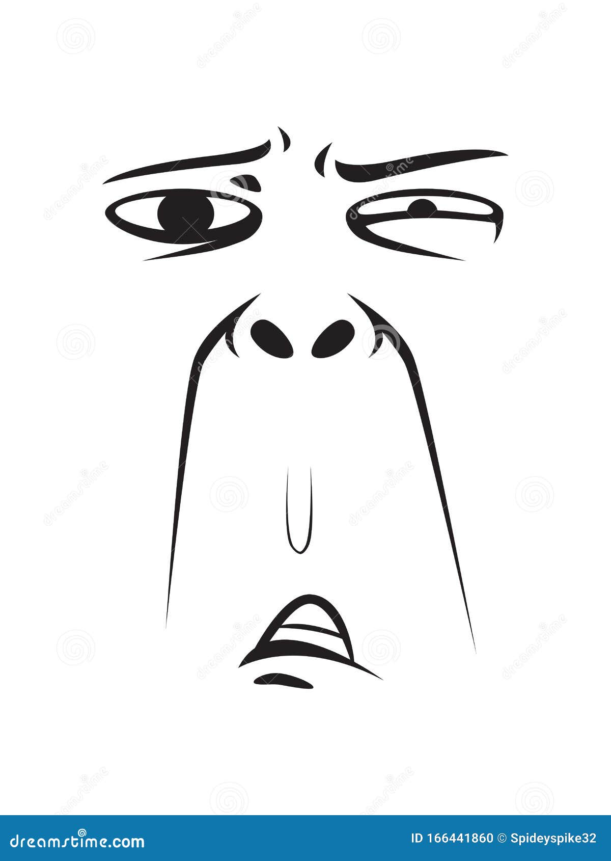 Long Face Expression - Holding The Anger. Isolated Vector Illustration ...