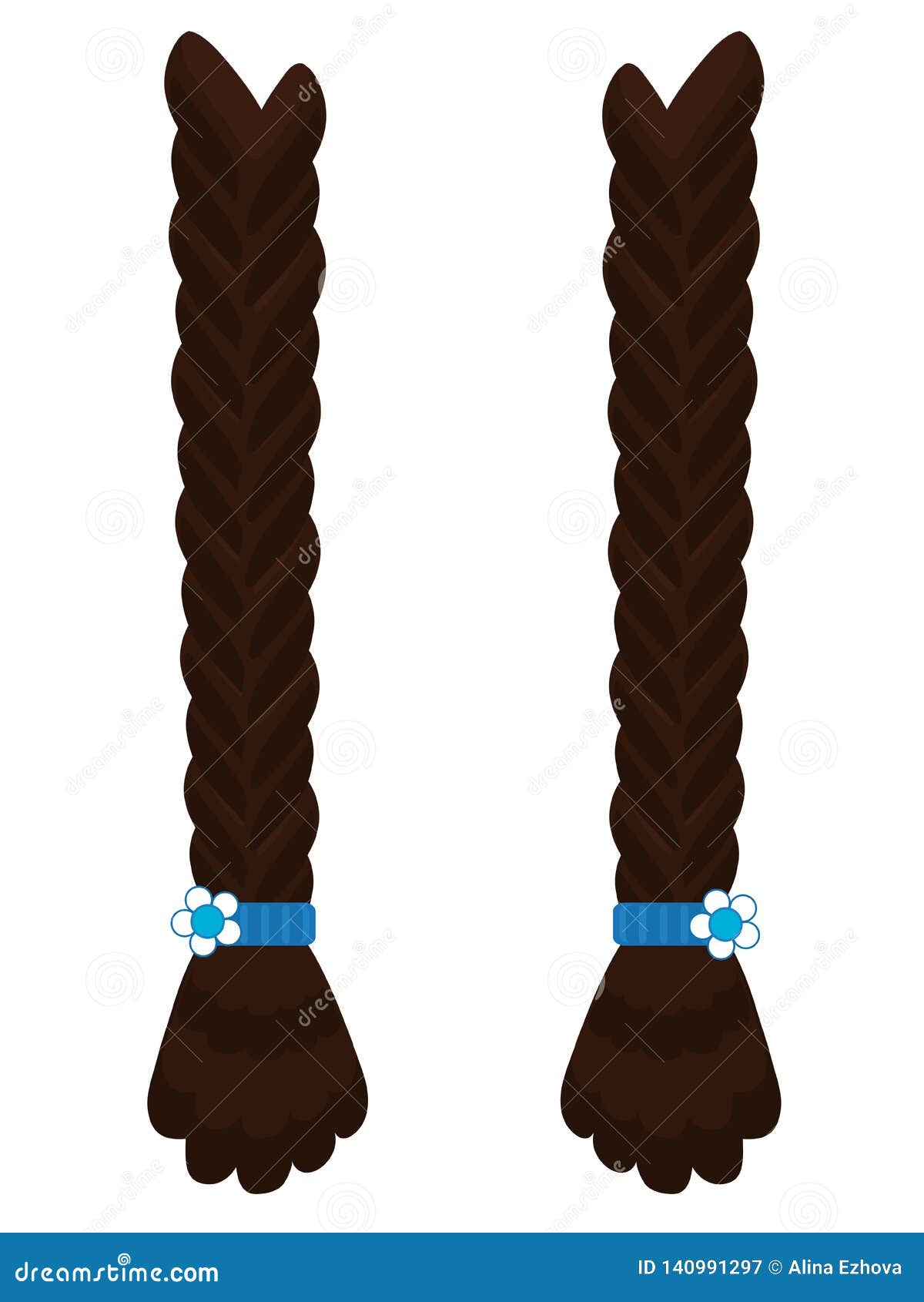 Female Braids On A White Background. Sketch. Cartoon Vector ...