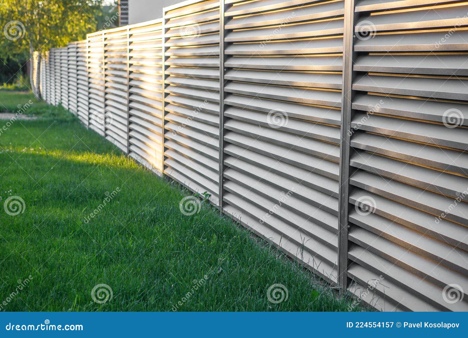 A Long Fence Along the Plot. Fenced Territory Stock Image - Image of ...