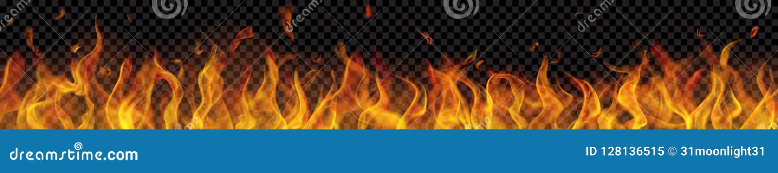 Long Fire Flame With Horizontal Repeat Cartoon Vector | CartoonDealer ...