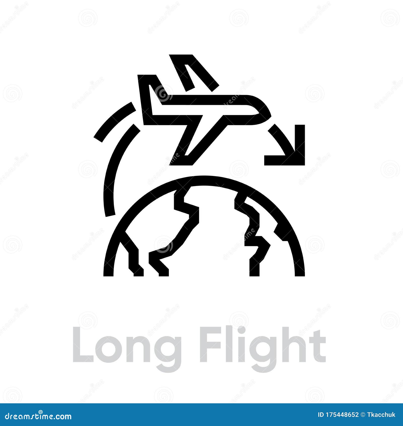 Long Flight Airplane Icon. Editable Line Vector Stock Vector ...
