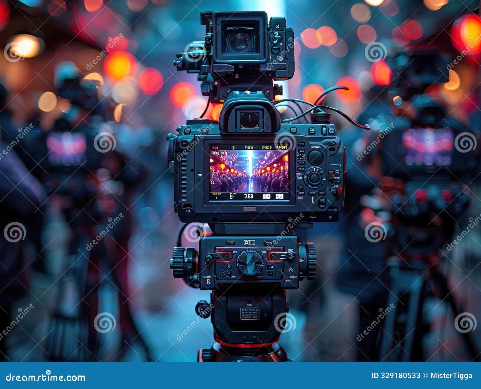 Long Form Video Conception. Man with Camera and Telescreen Concept of ...