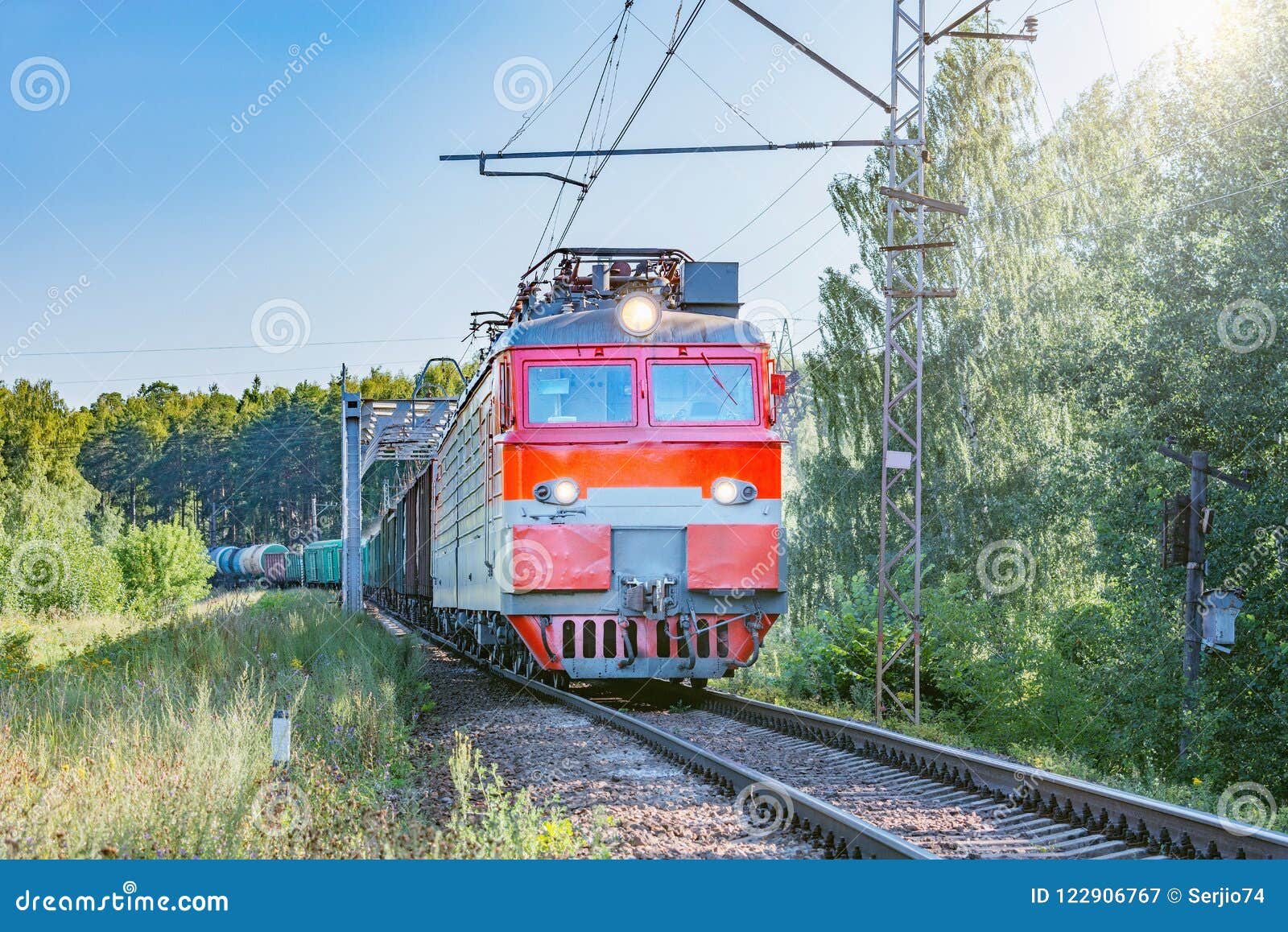 Long freight train. stock image. Image of track, arrive - 122906767