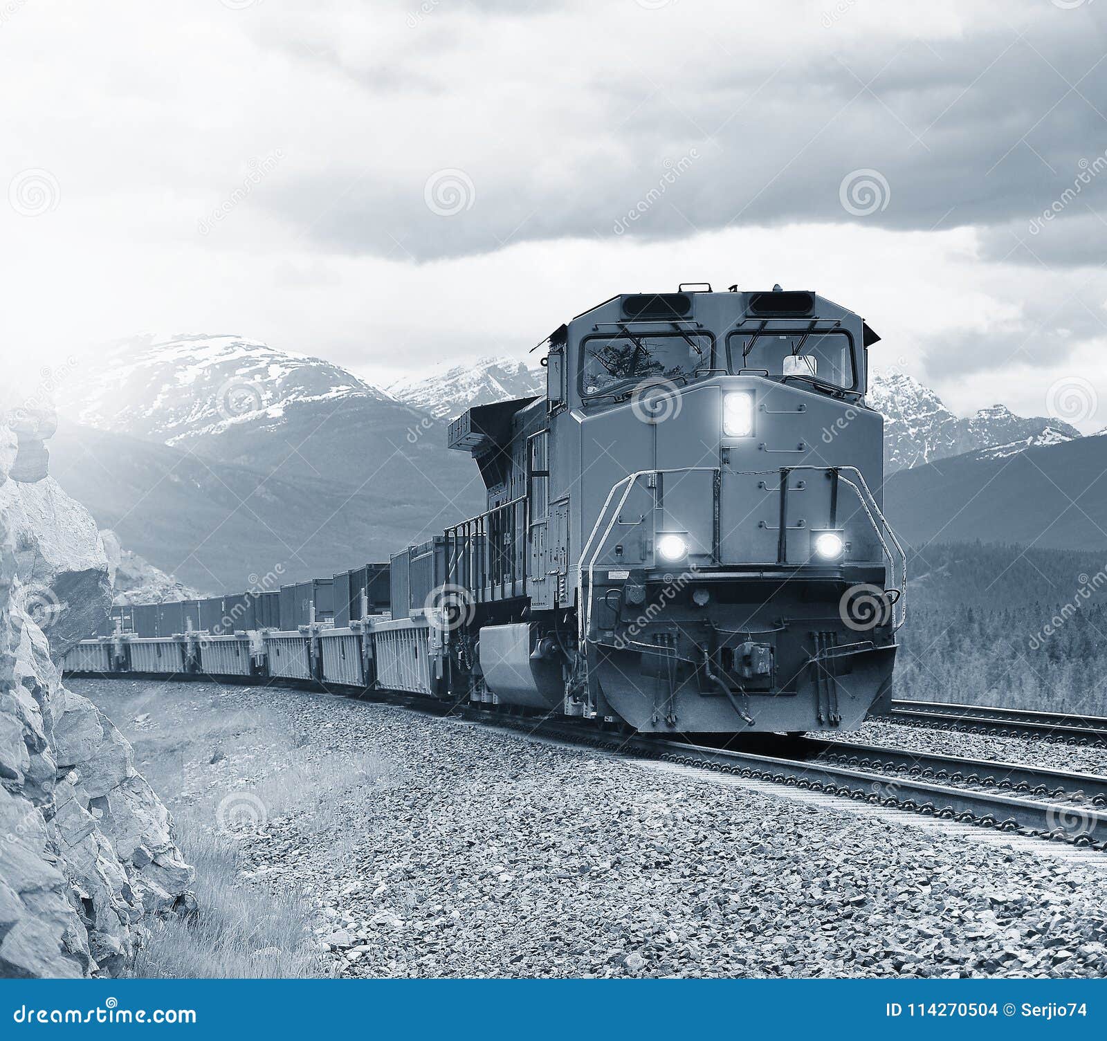 Long freight train. stock photo. Image of freight, alberta - 114270504