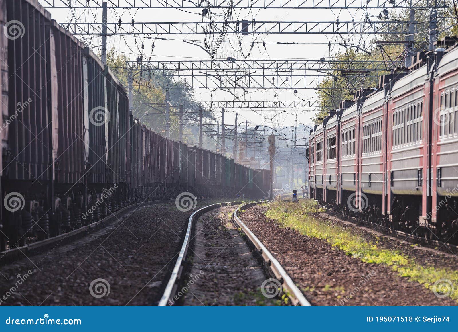 Long Freight Trains Following The Thompson And Fraser Rivers Along ...