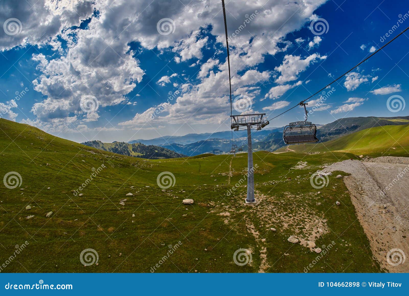 Long Funiculars Ropeway Line in Scenic Mountains Stock Photo - Image of ...