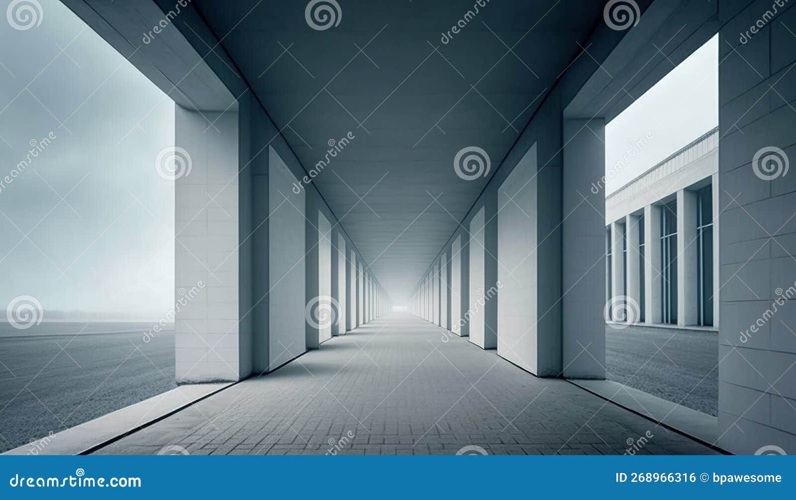 Long Futuristic Corridor Passage Way, Generative AI Stock Illustration ...