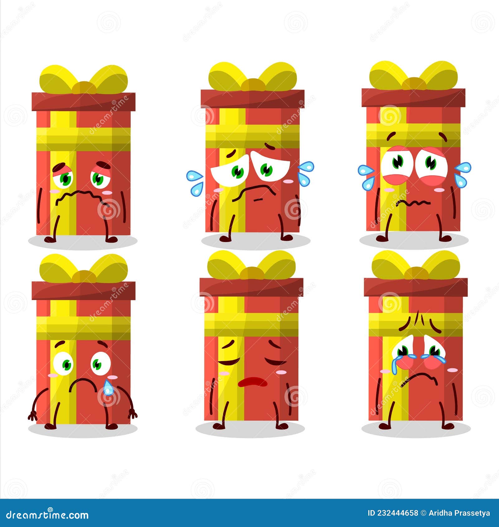 Long Gift Box Cartoon Character with Sad Expression Stock Illustration ...