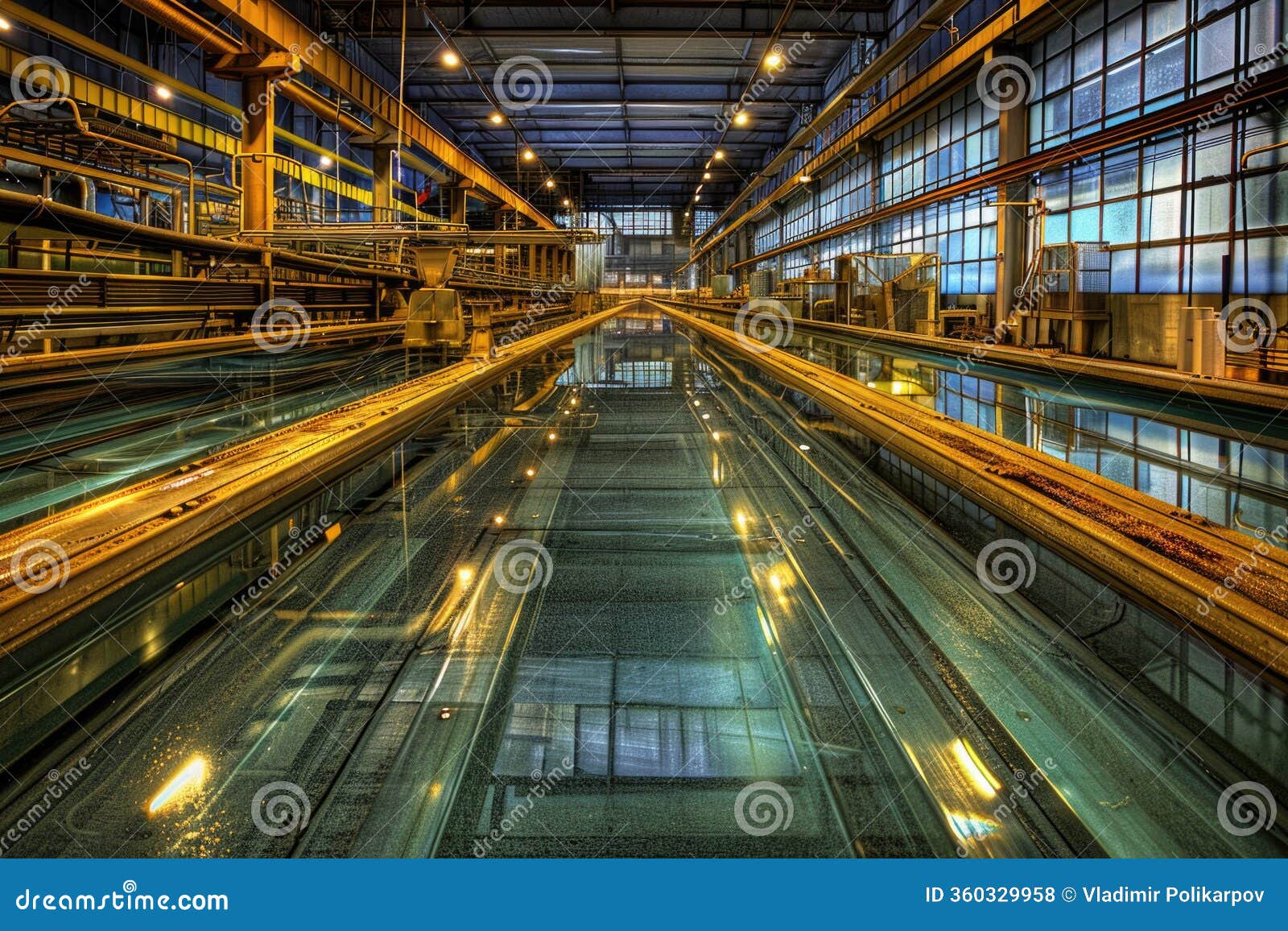 A Long Glass Walkway in a Large Warehouse Stock Photo - Image of ...
