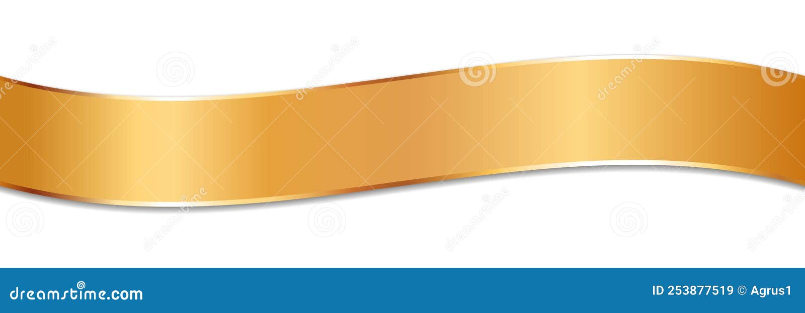 Long Gold Colored Ribbon Banner with Gold Frame on White Background ...