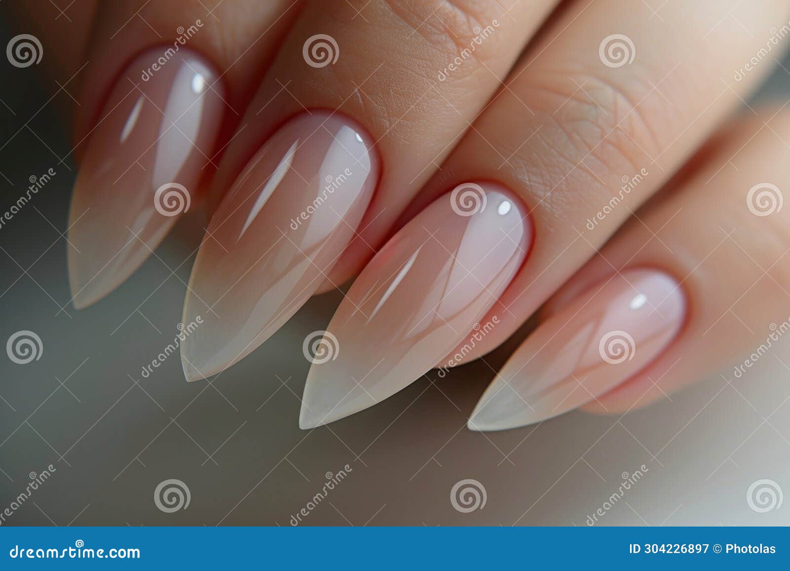 Long Gradient Ombre Acrylic Nails Demonstrated On A Neutral Background ...