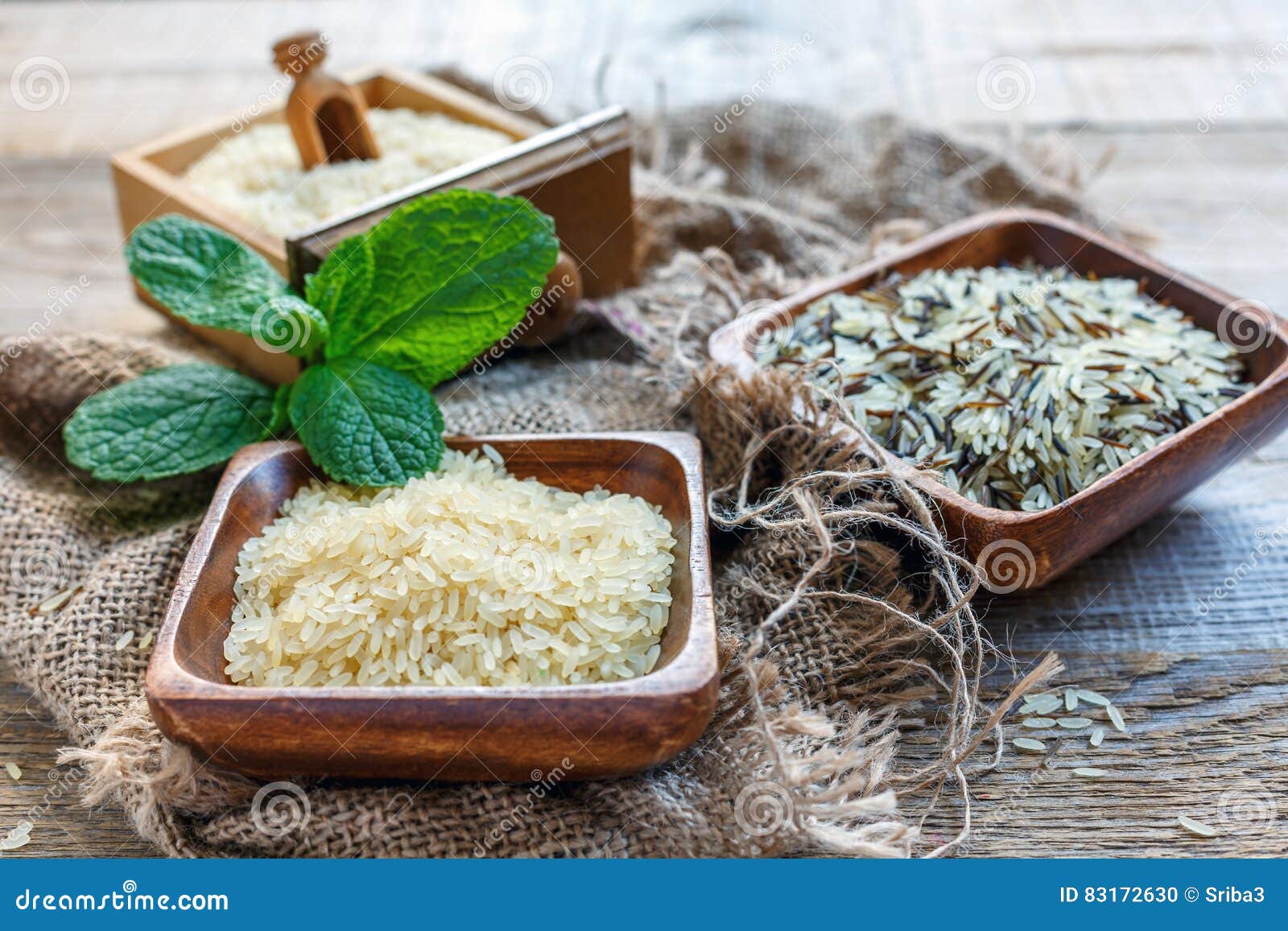 Long-grain Rice in a Bowl and a Wooden Box. Stock Photo - Image of diet ...