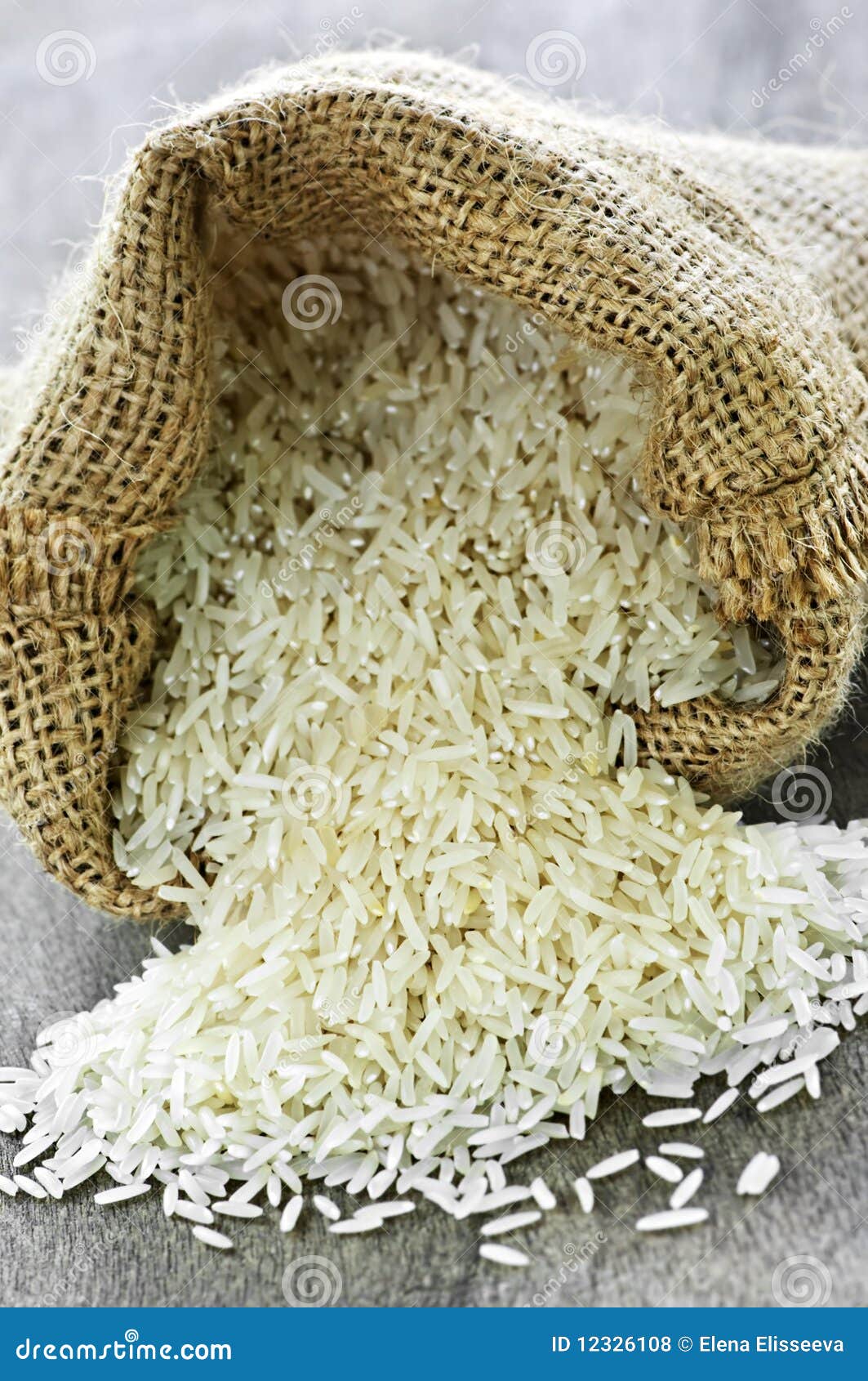 Long Grain Rice in Burlap Sack Stock Photo - Image of pouch, cloth ...