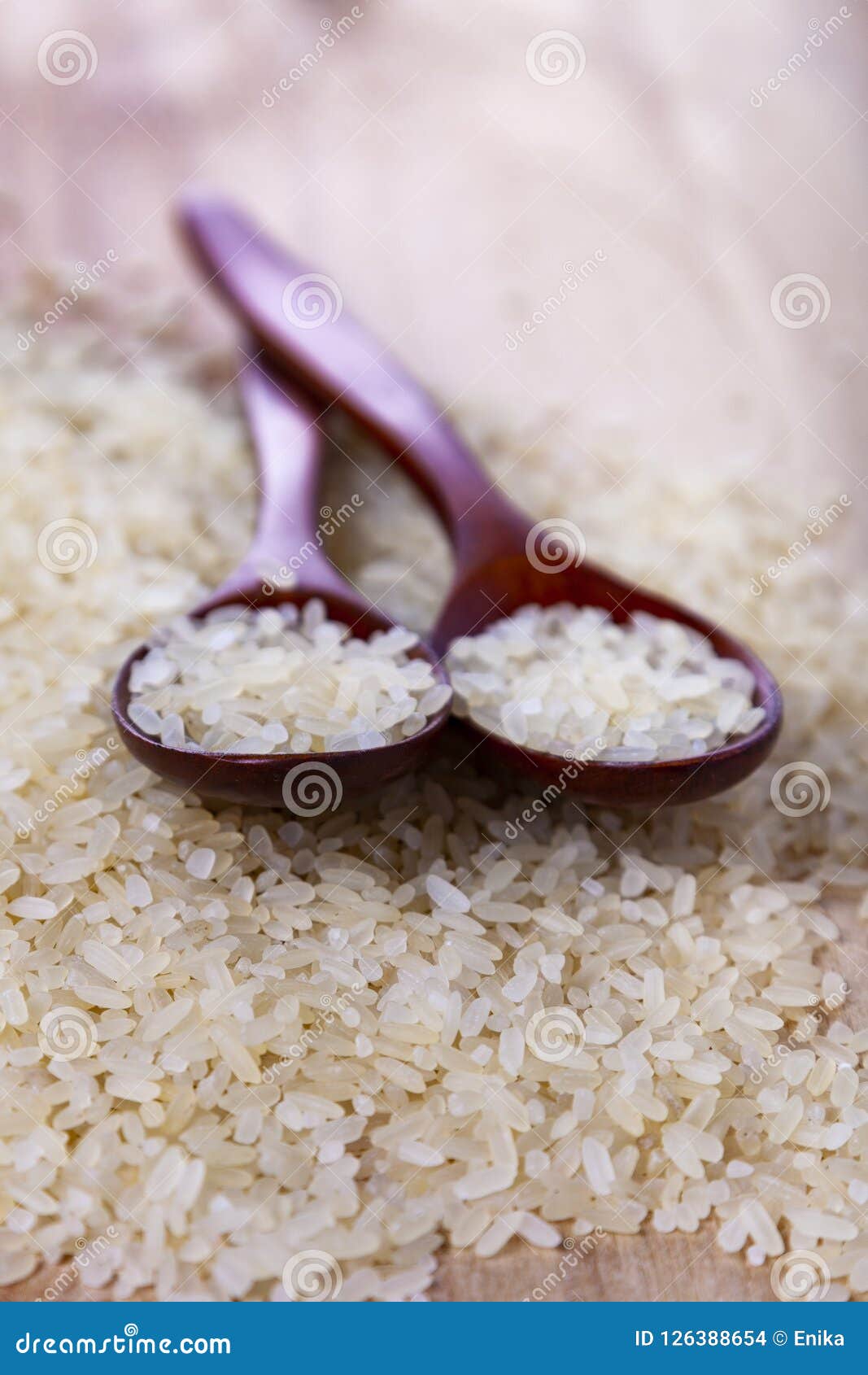 Long-grain Steamed Rice and Spoons Stock Photo - Image of diet, cuisine ...