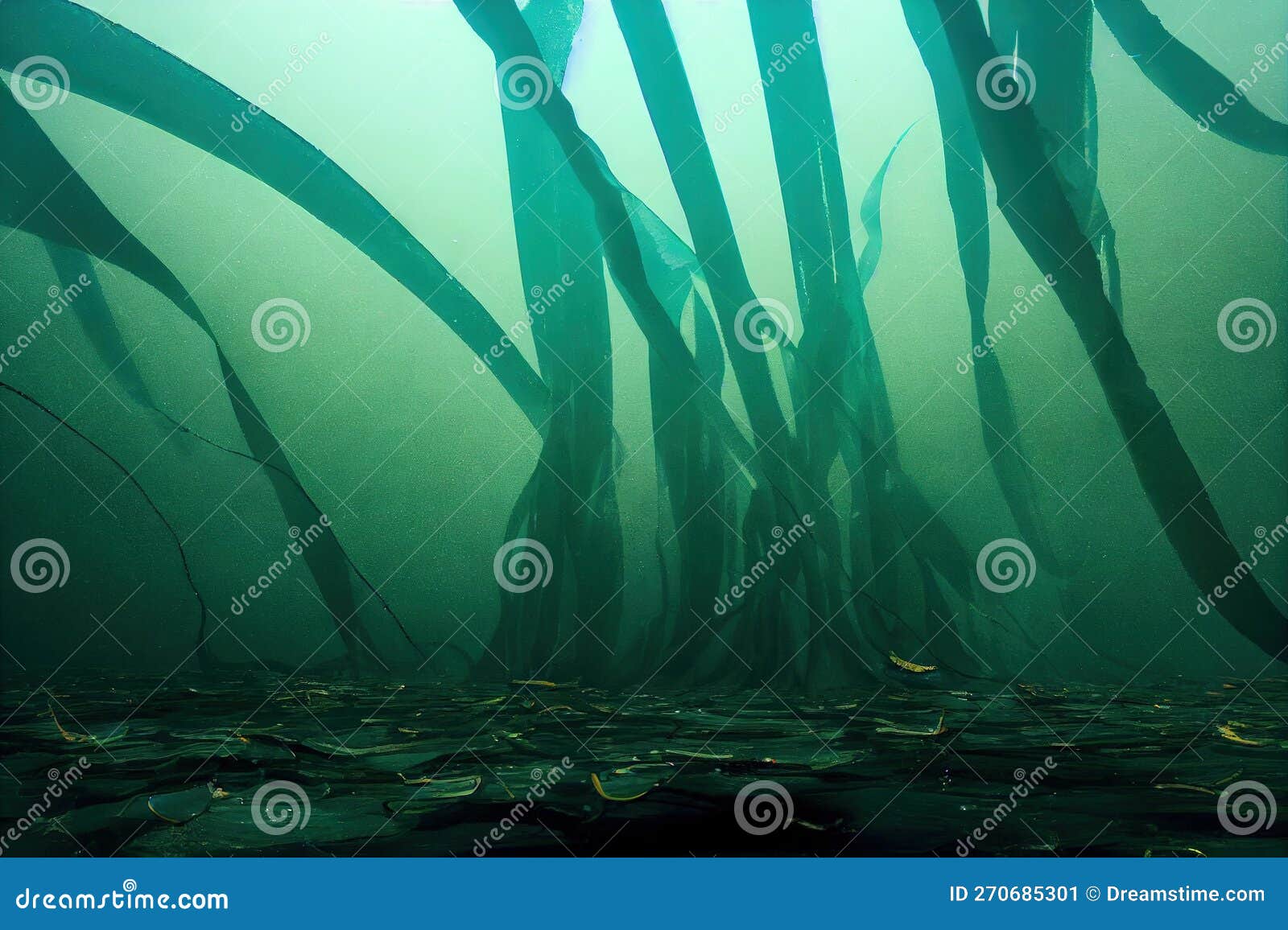 Long Green Algae Underwater in Seascape. Stock Illustration ...