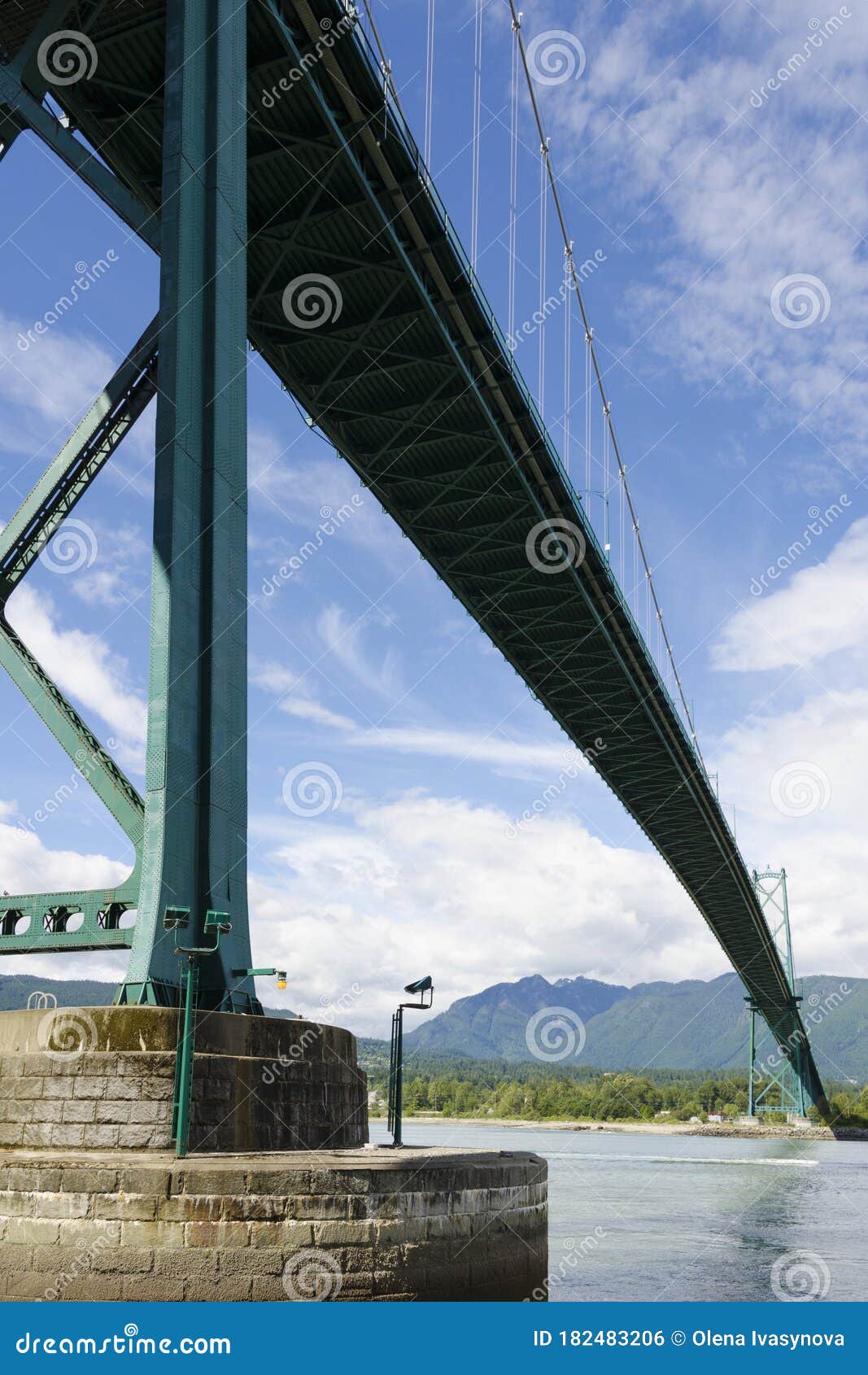 Long Green Metal Bridge, Bottom View Stock Photo - Image of river ...