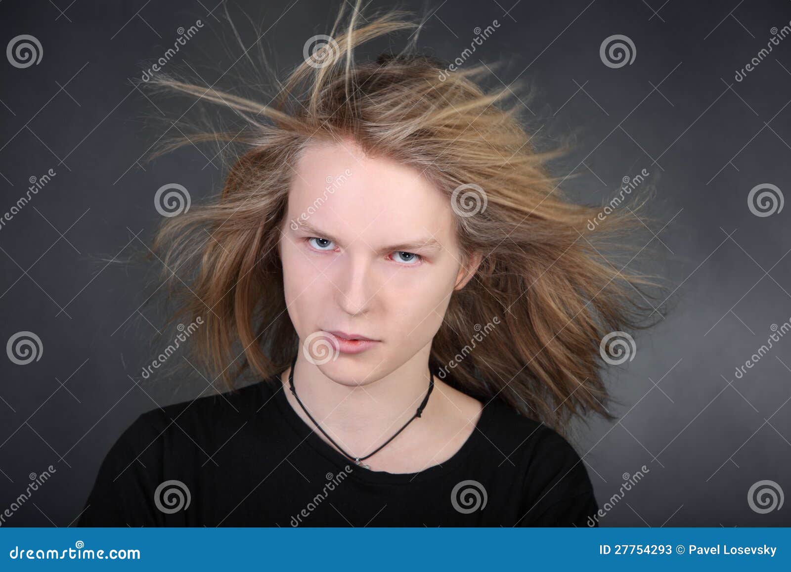 Long Hair Boy with Streaming Hair Stock Image - Image of male, hair ...