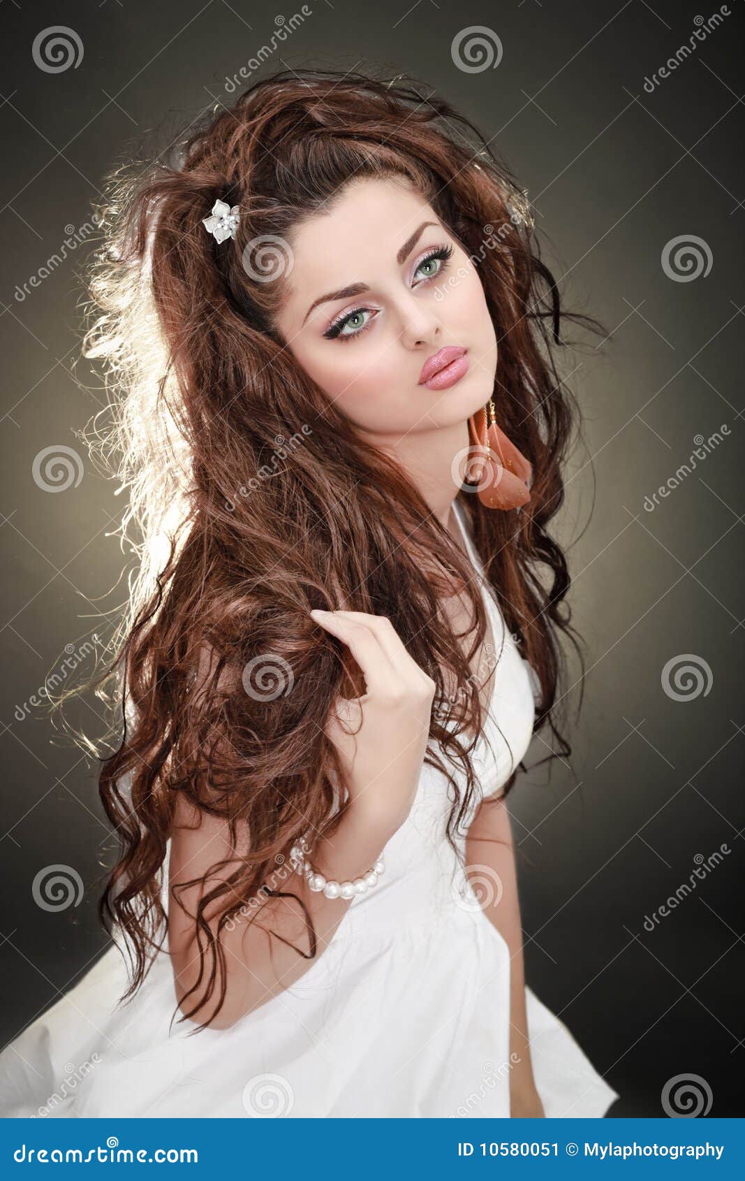 Long hair model stock image. Image of studio, back, eyes - 10580051