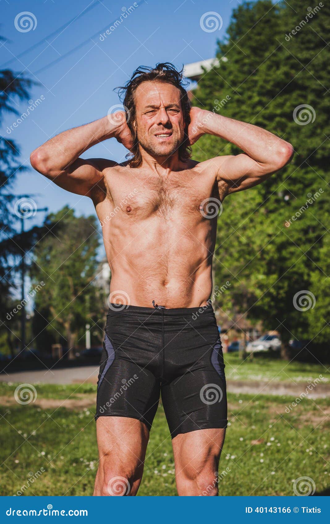 Long Haired Athlete Getting Ready for Running Stock Photo - Image of ...