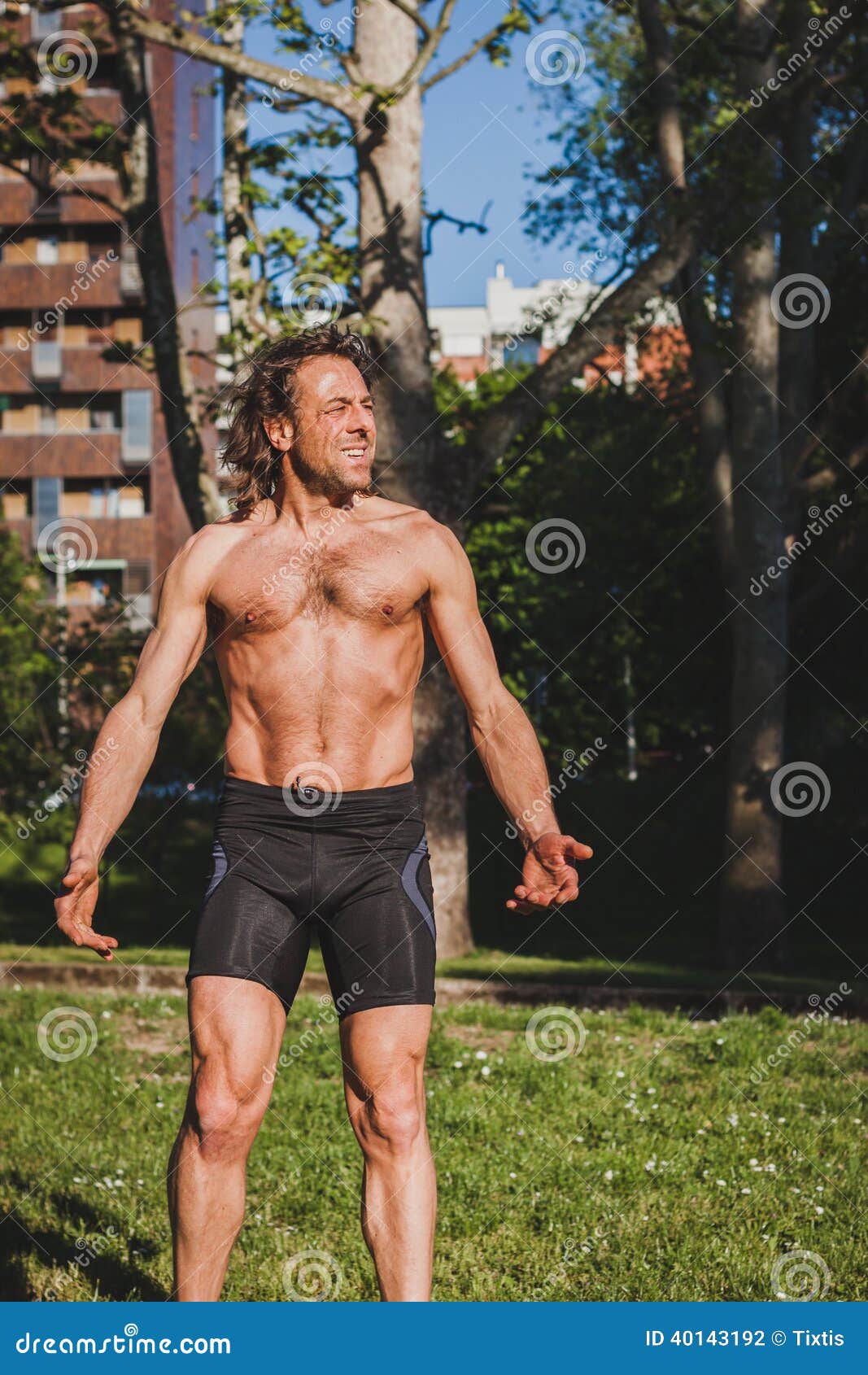 Long Haired Athlete Getting Ready for Running Stock Photo - Image of ...