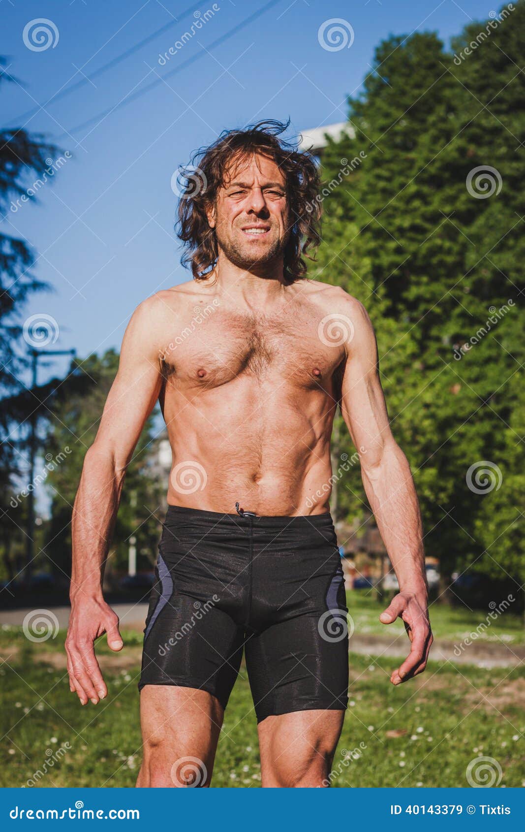 Long Haired Athlete Getting Ready for Running Stock Image - Image of ...