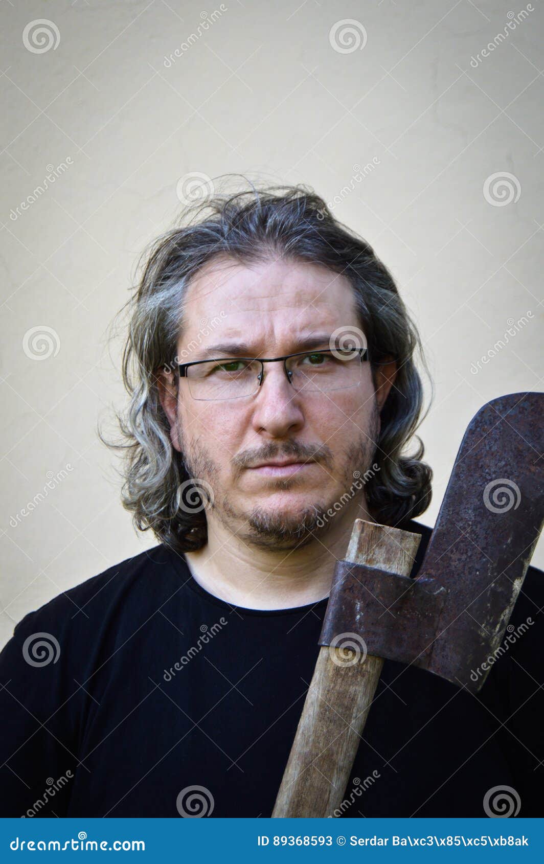 Long haired man with ax stock image. Image of manly, courageous - 89368593
