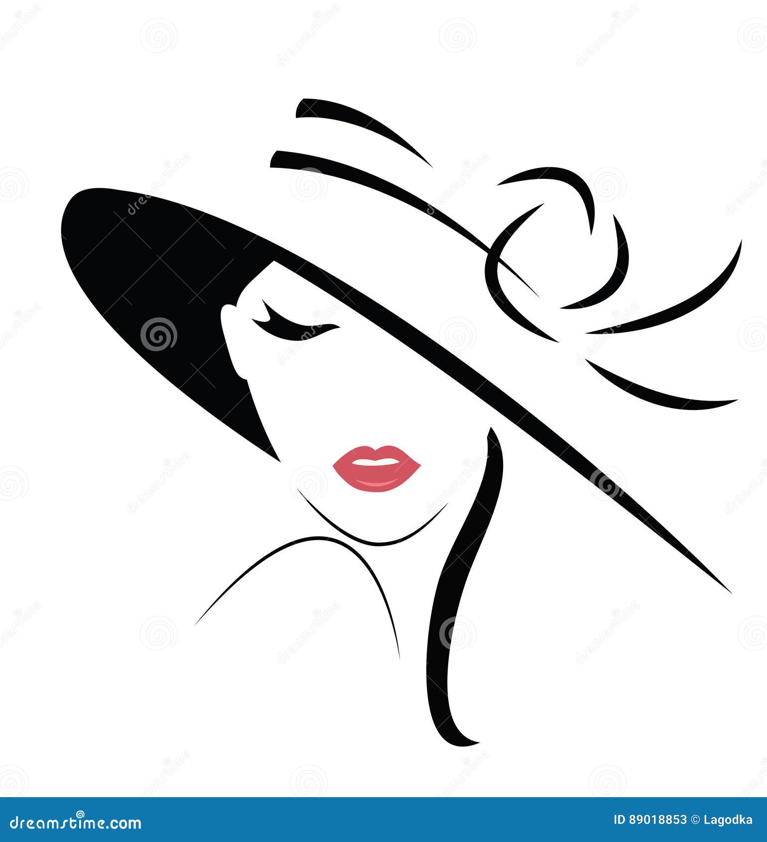 Long haired woman in hat. stock vector. Illustration of clean - 89018853