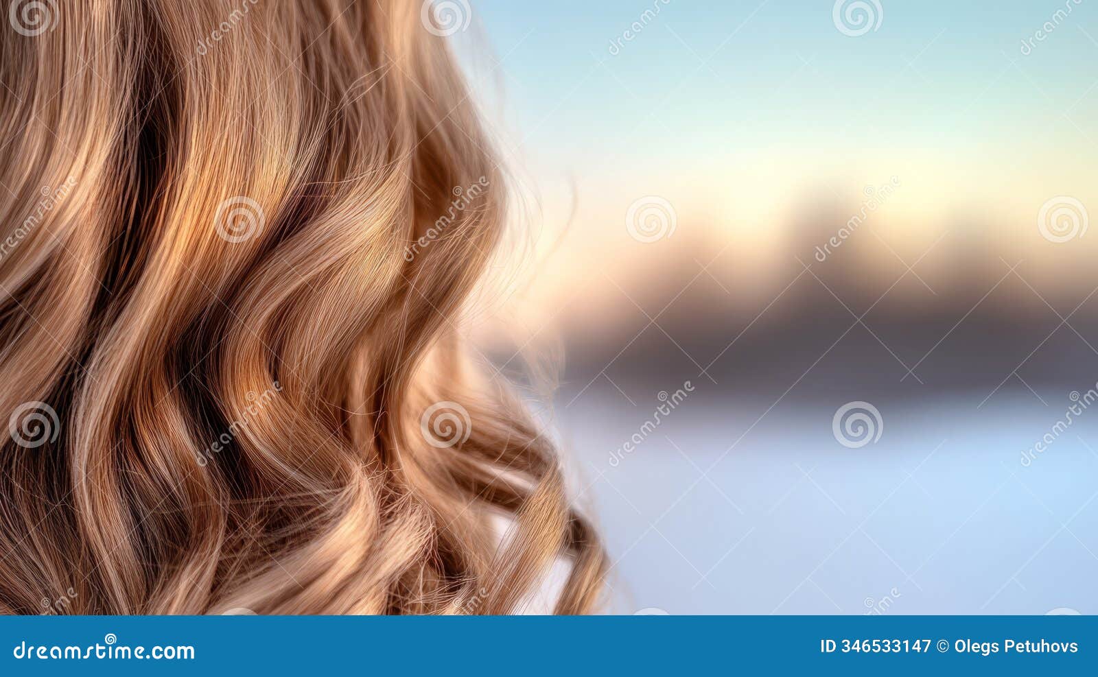Long-haired Woman S Profile with a Blurred Skyline Behind Stock Image ...