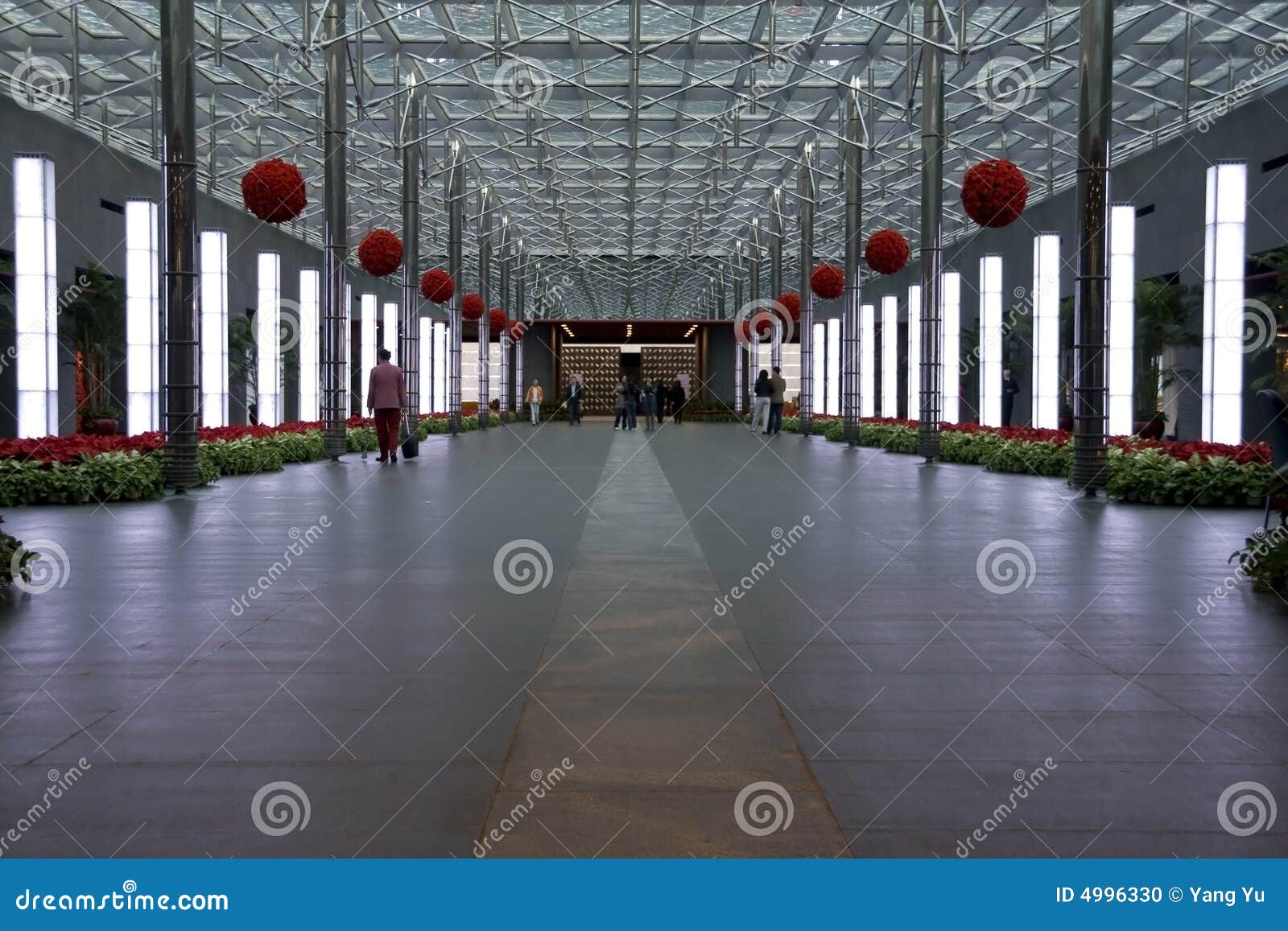 Long Hall at Performing Center Stock Photo - Image of long, flowers ...