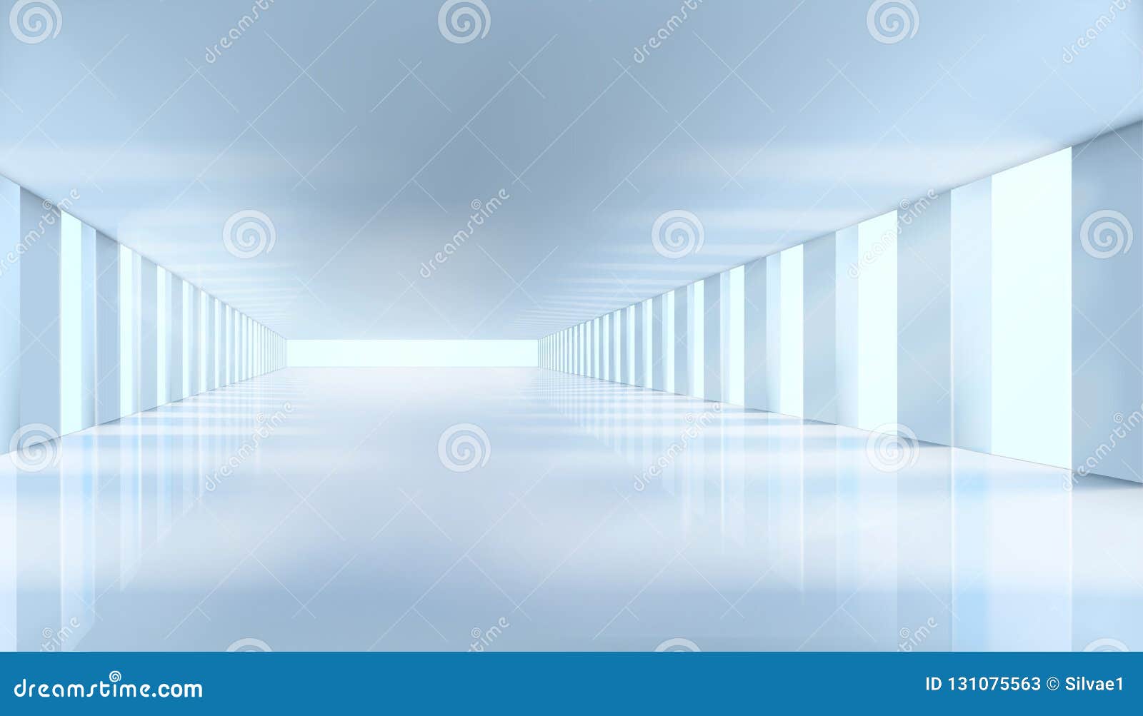 Long Hall with the Windows. Vector Illustration. Stock Vector ...
