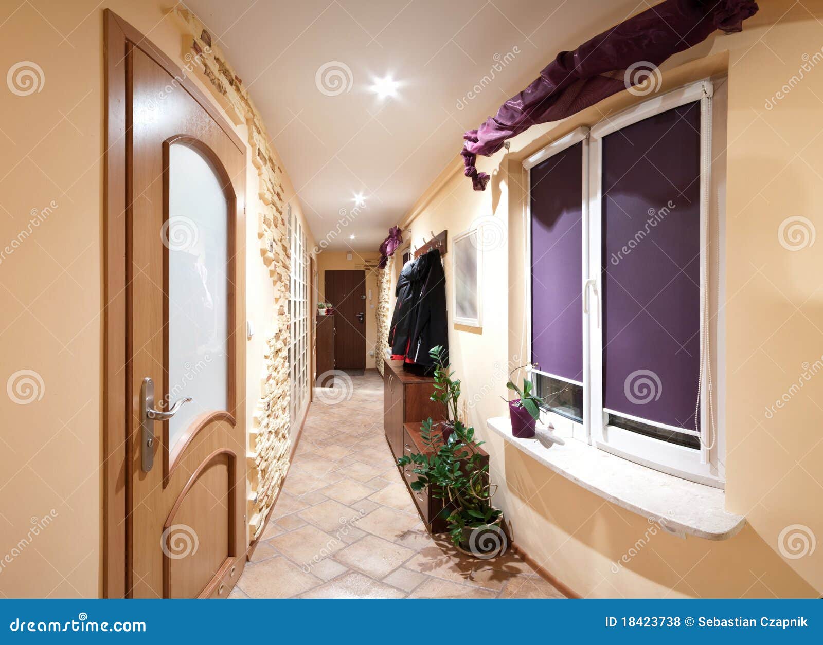 Long hallway stock photo. Image of decoration, blinds - 18423738