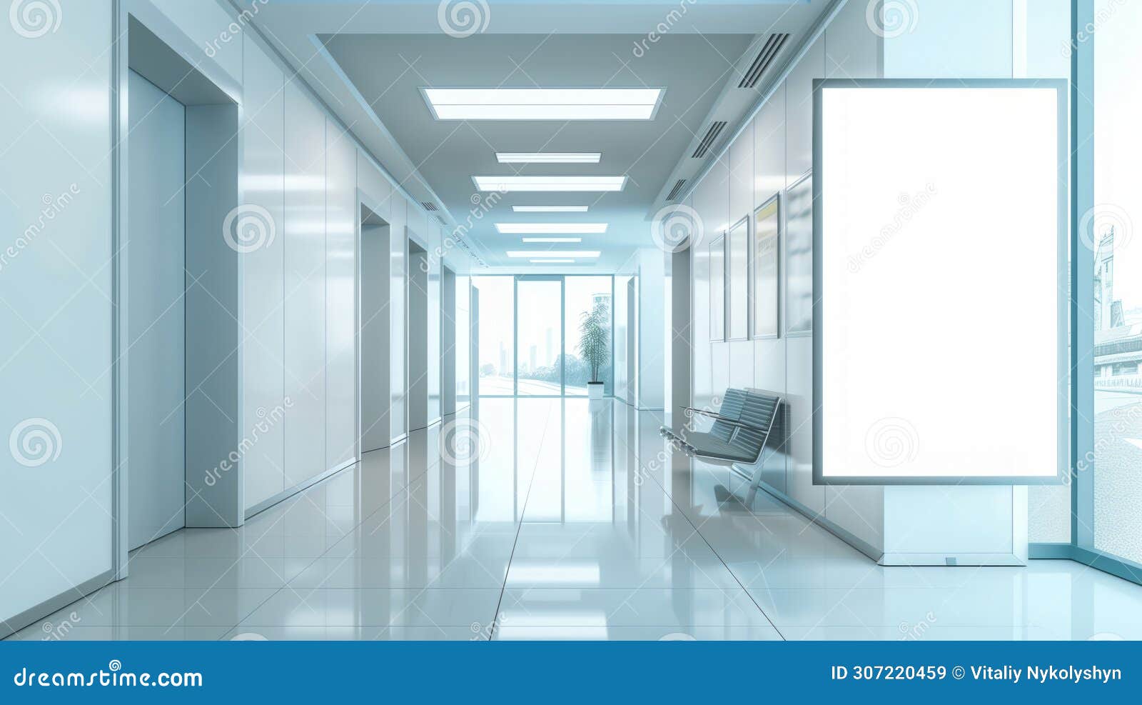 Long Hallway Blank Banner stock image. Image of contemporary - 307220459