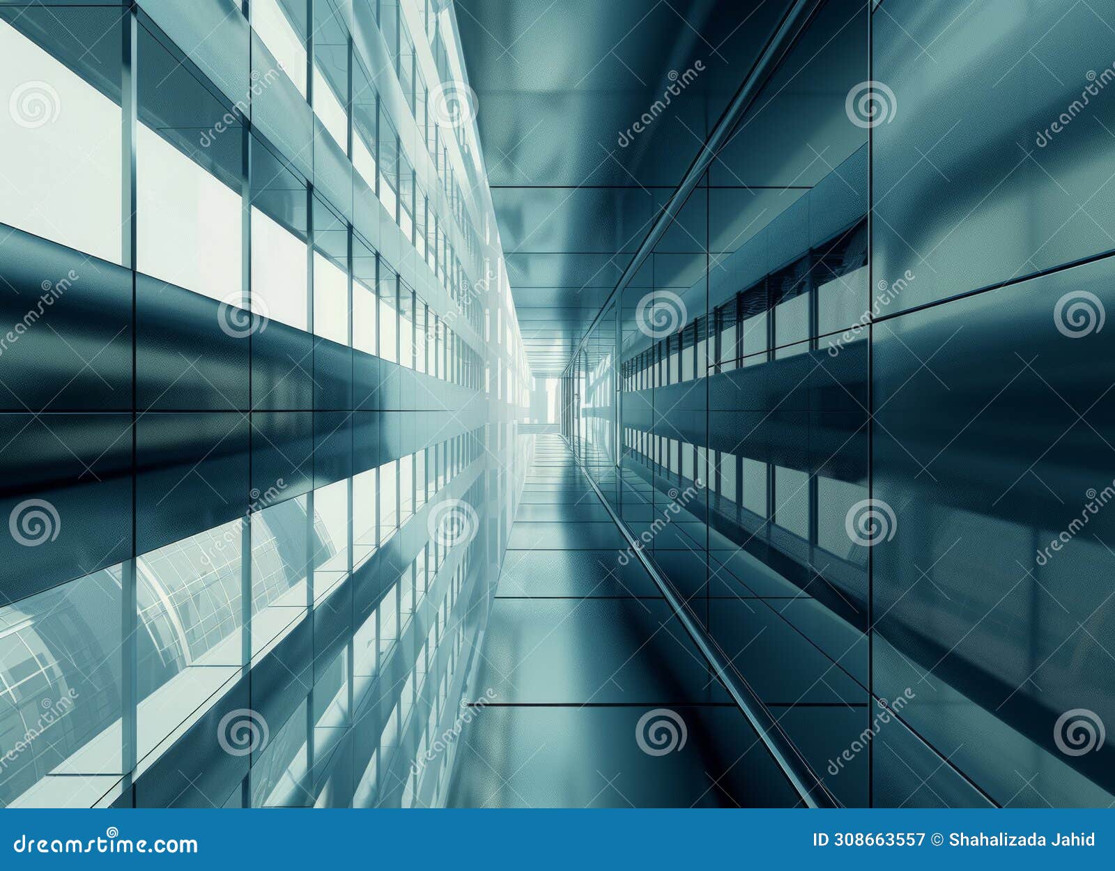 A Long Hallway in a Building with a Lot of Windows Stock Image - Image ...